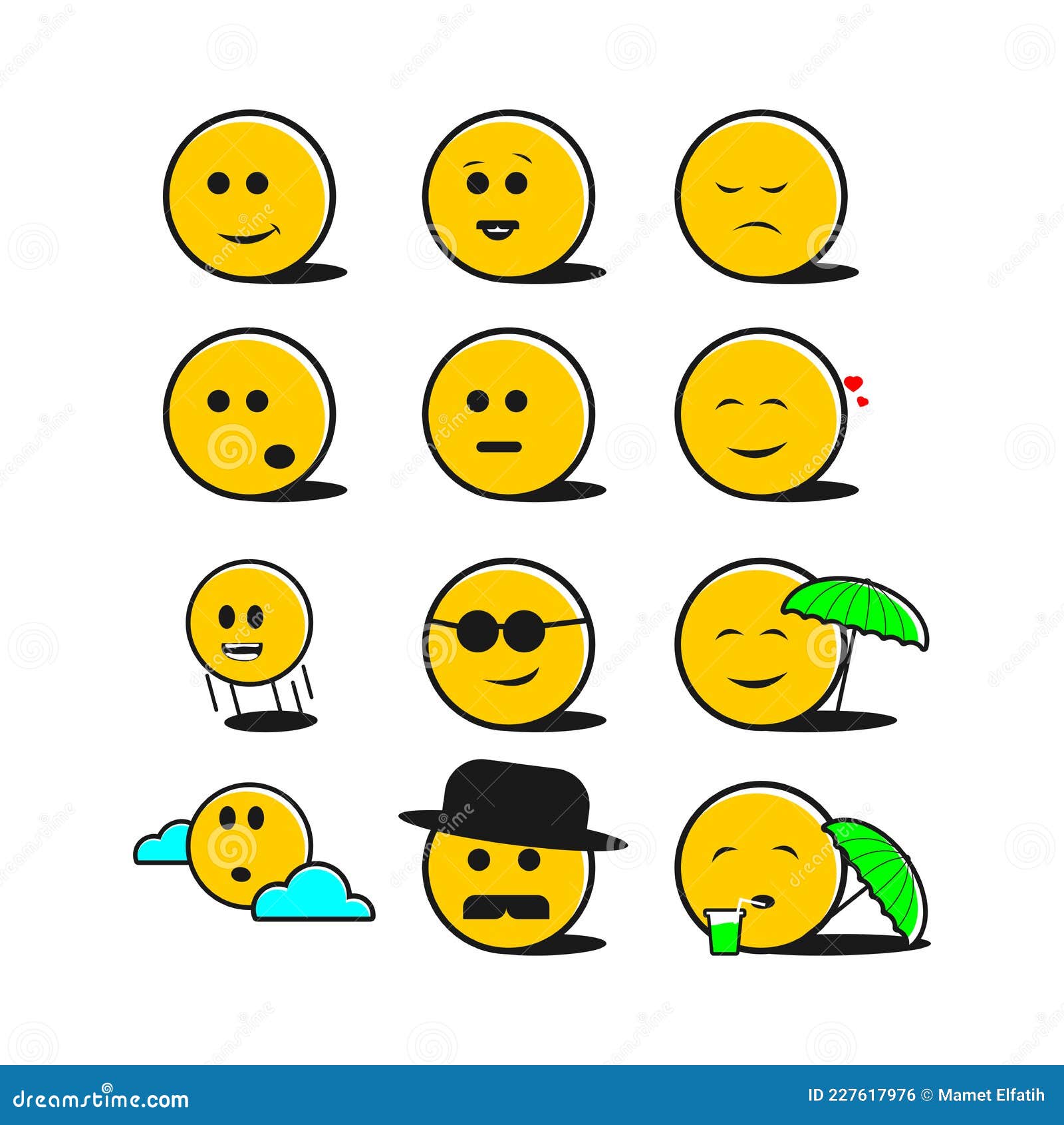 Emoji Emoticon Design Set with Different Expression Concept Stock ...