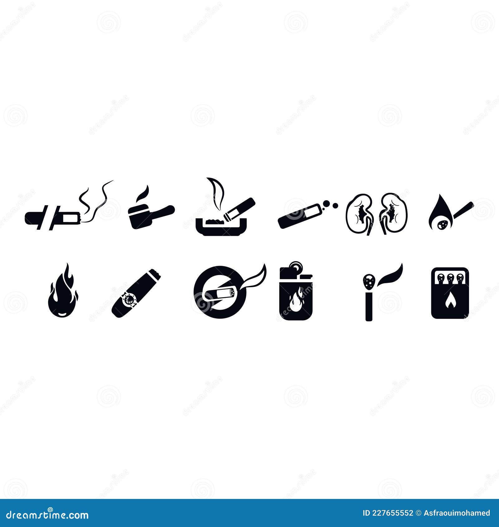 Smoking Simple Icons Vector Design Stock Vector - Illustration of ...
