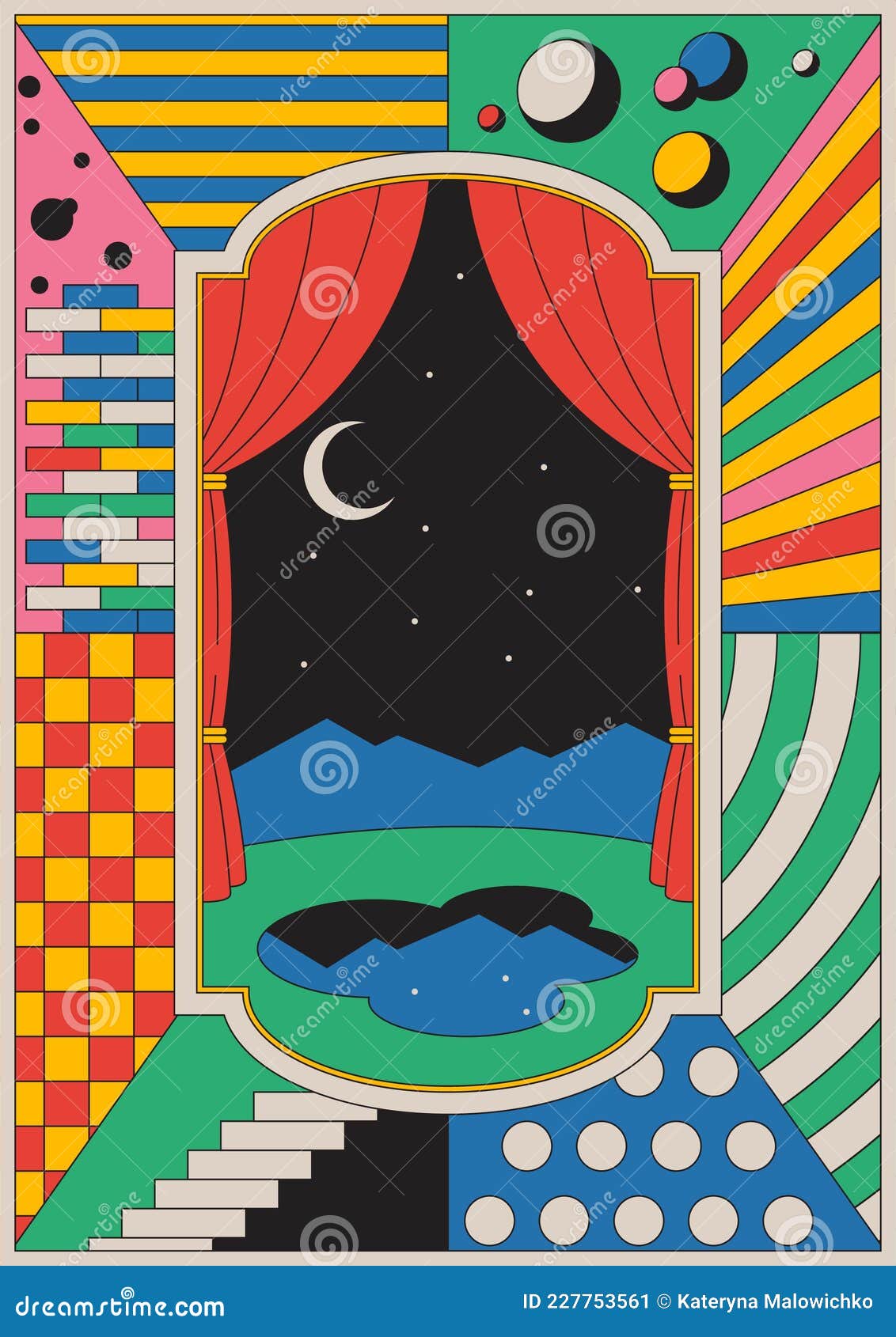 1980s - 1990s Style Abstract Illustration Stock Illustration ...