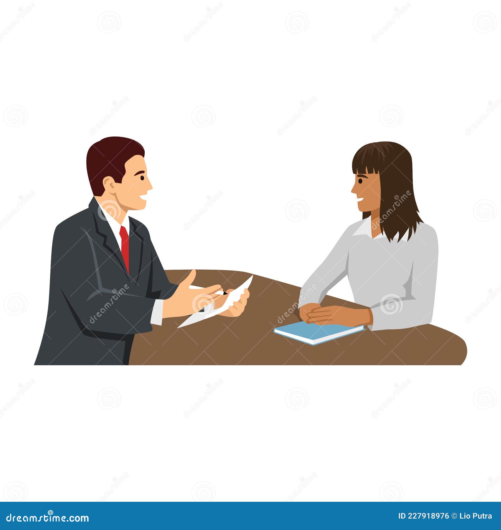 Negotiation Or Job Interview, One Man Sitting At Table Against Group Of ...