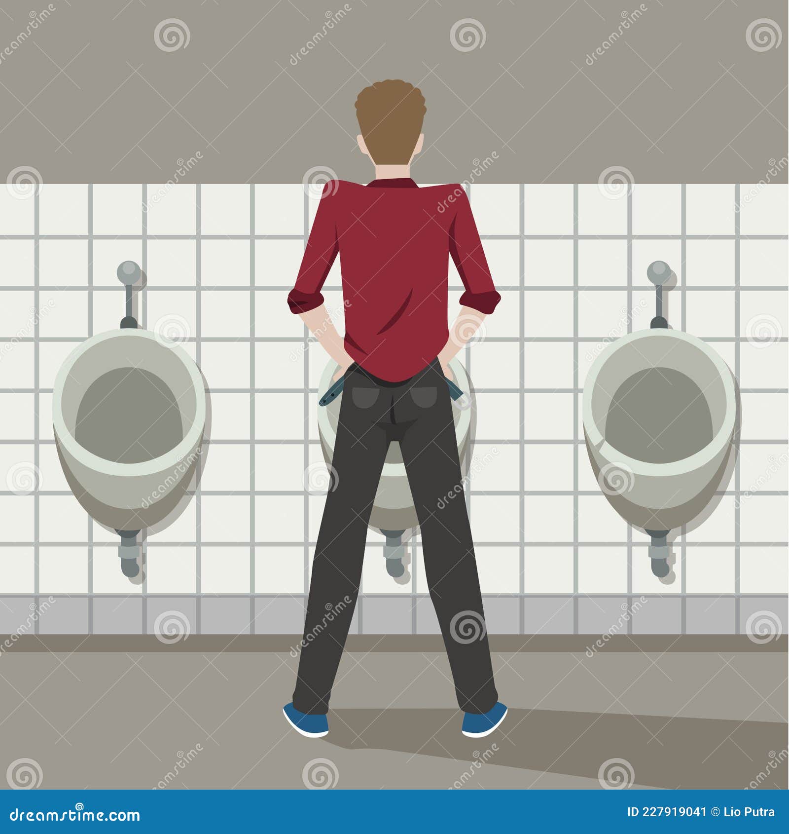 Kid Urinating In The Toilet Vector Illustration | CartoonDealer.com ...