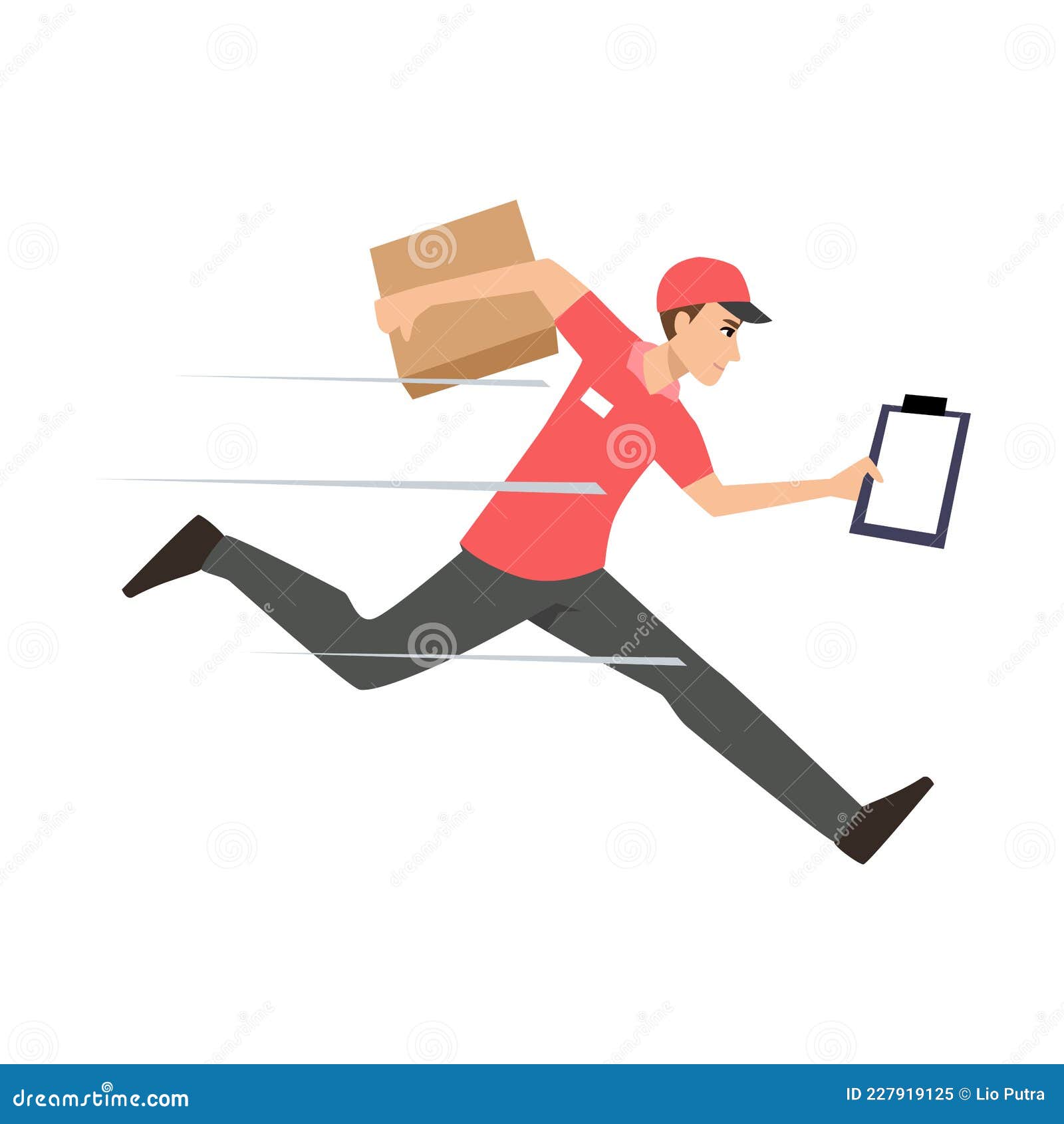 Courier Boy Running Delivery Package Box To Customer, Stock ...