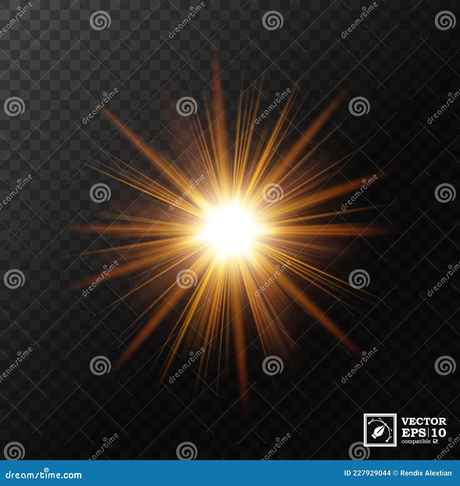 Abstract Gold Rays. Isolated on a Transparent Background. Vector ...