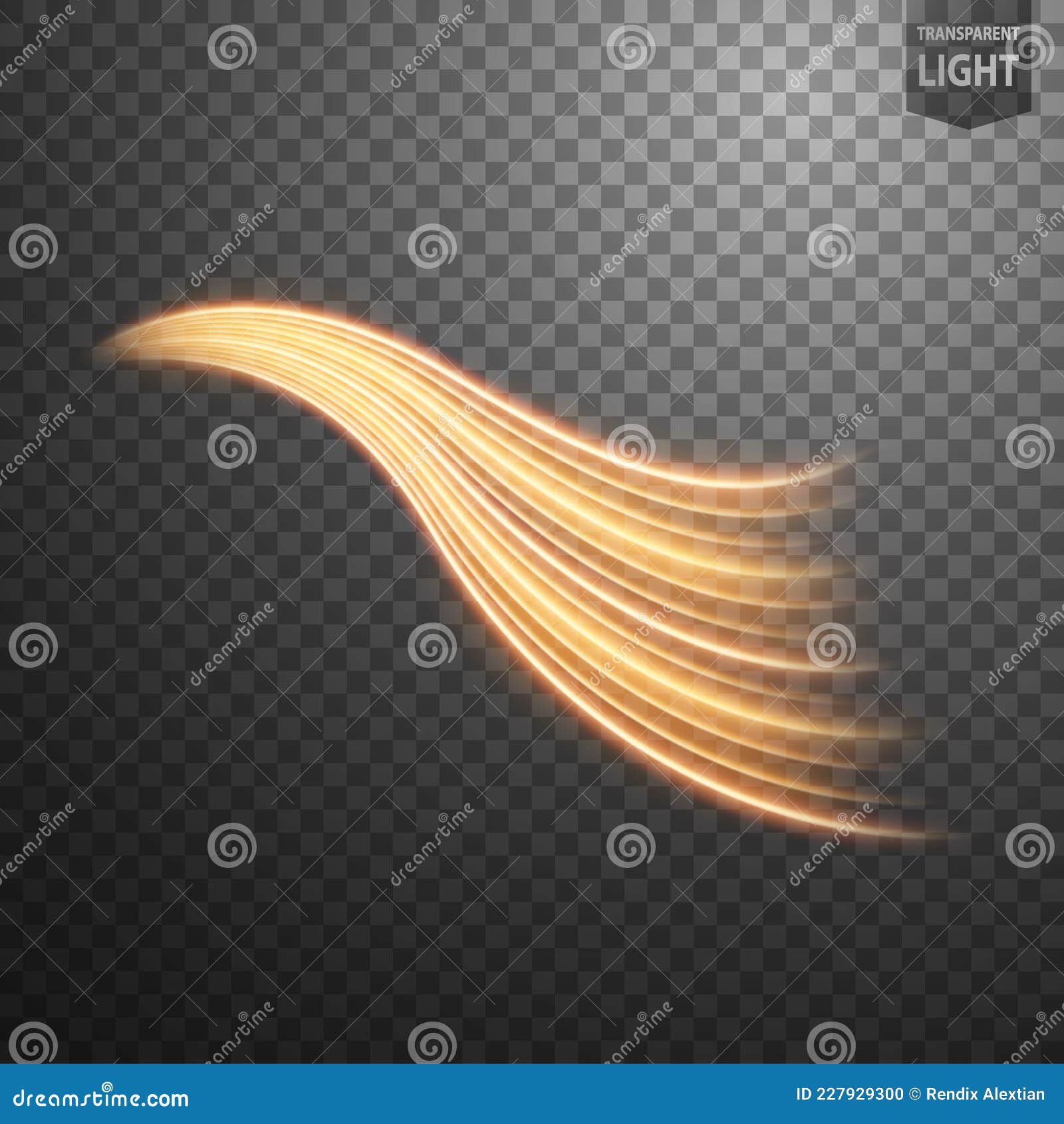 Abstract Gold Swirl Line of Light with a Transparent Background ...