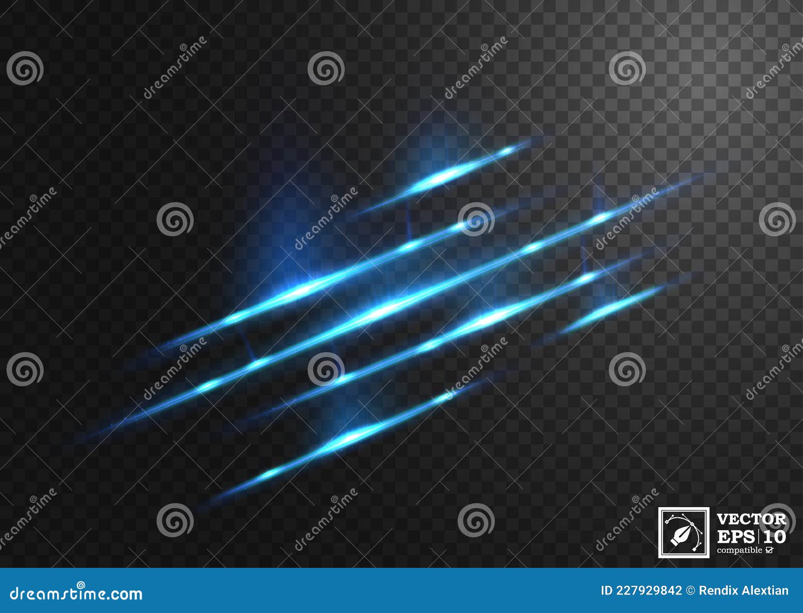 Abstract Blue Scratch of Light, on a Transparent Background, Isolated ...