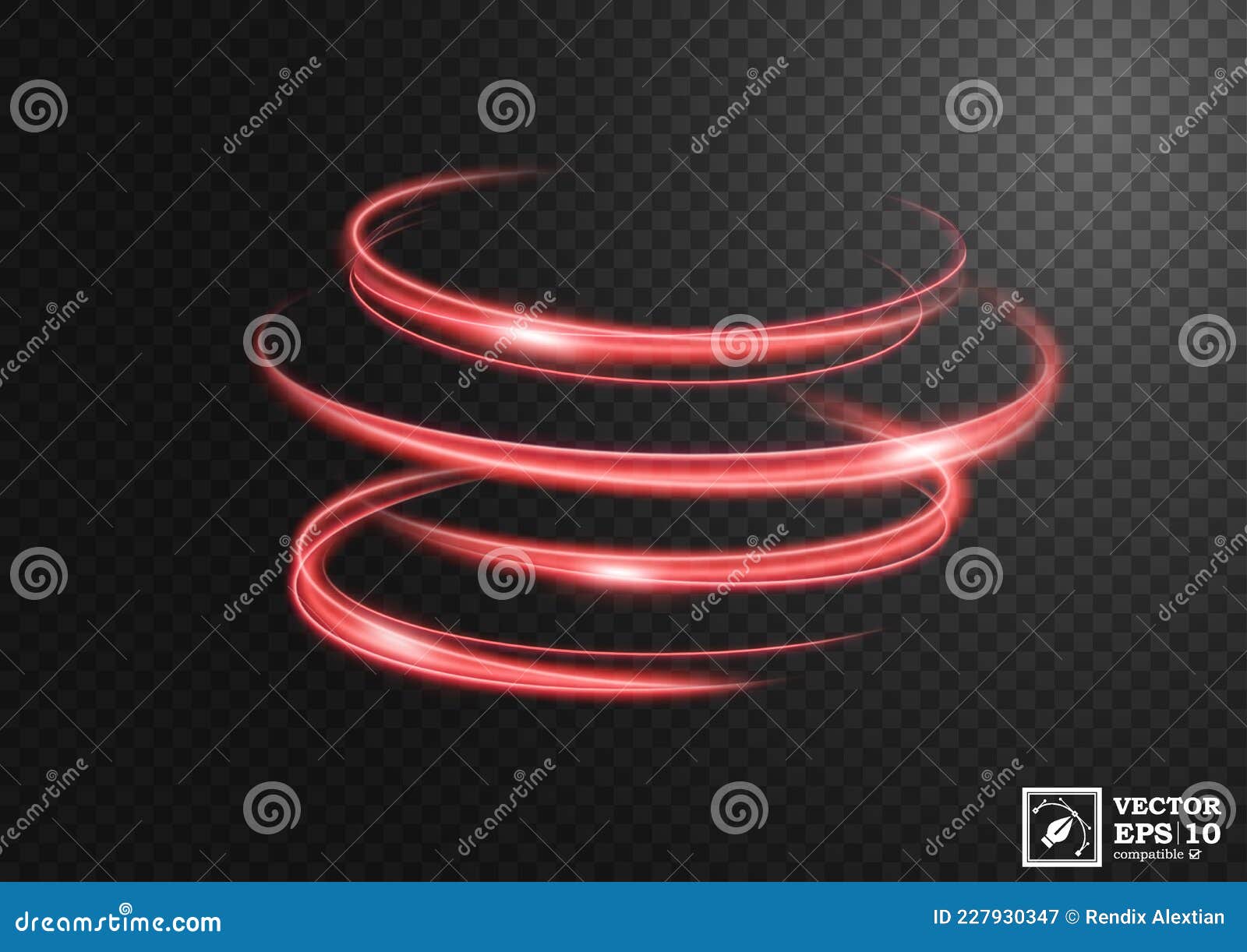 Abstract Red Swirl Line of Light with a Transparent Background ...