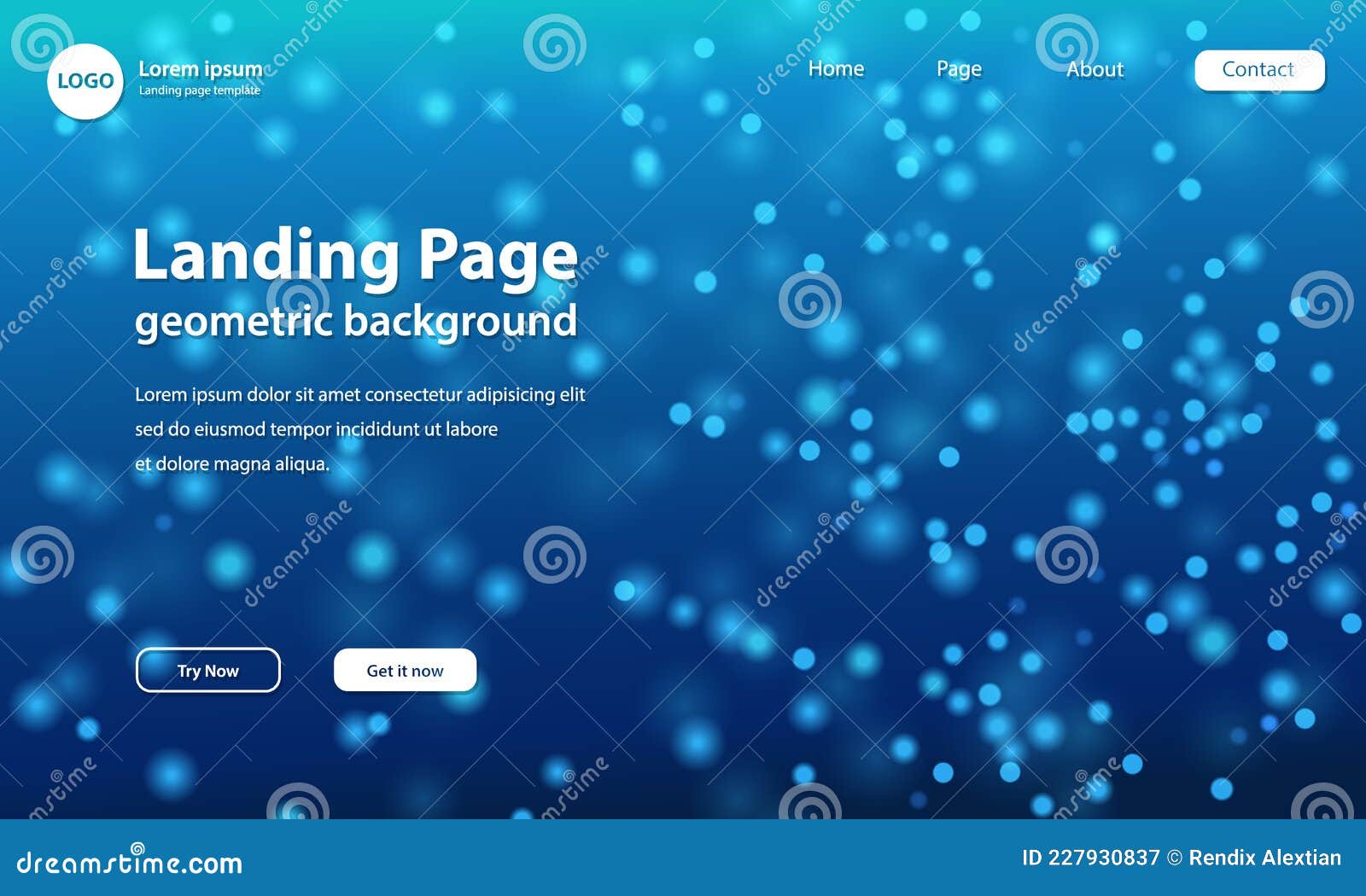 Landing Page Template with Blurred Particle Wave for Business Website ...
