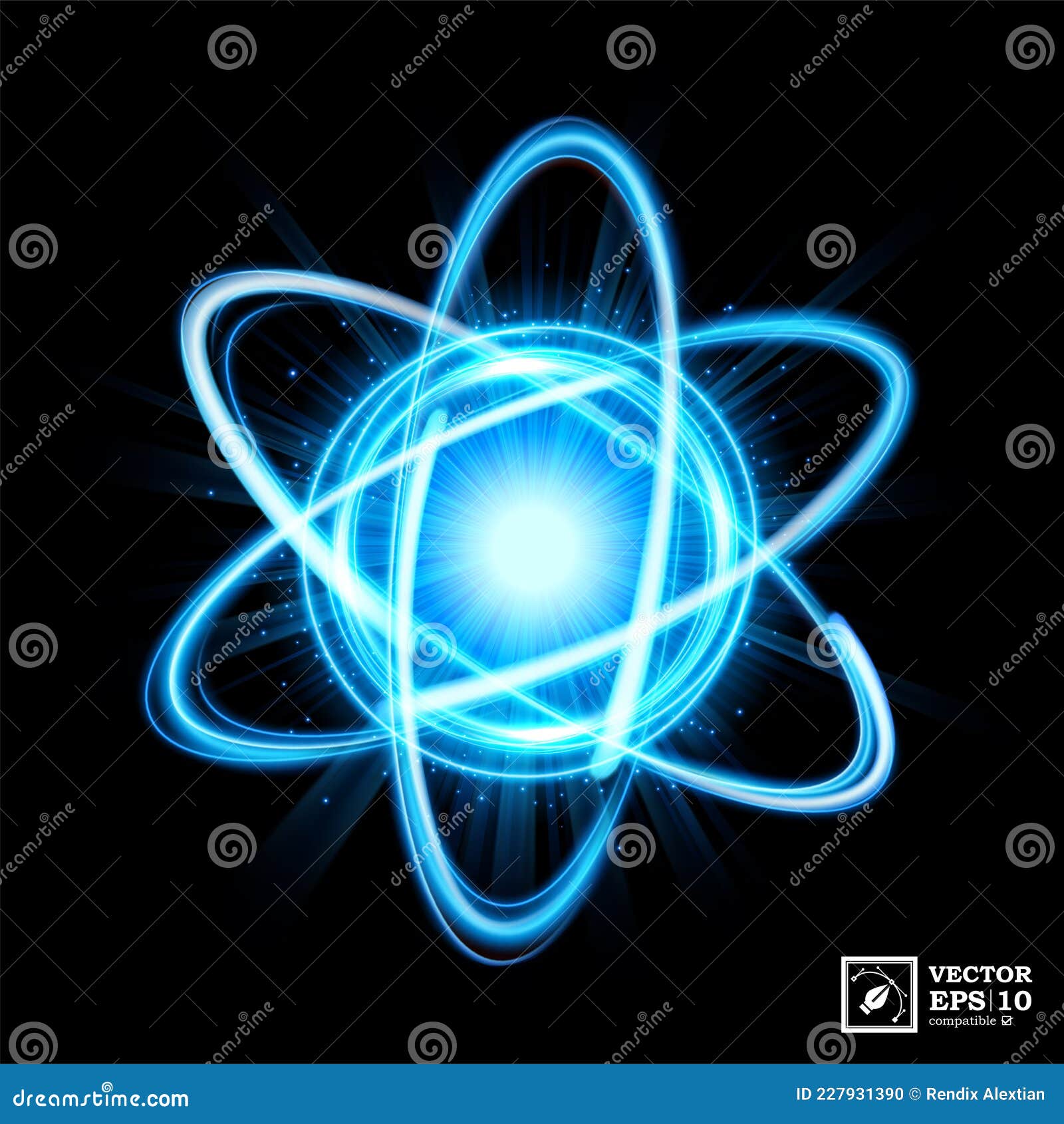 Dynamic Atom Light Explosion, Isolated and Easy To Edit. Vector ...
