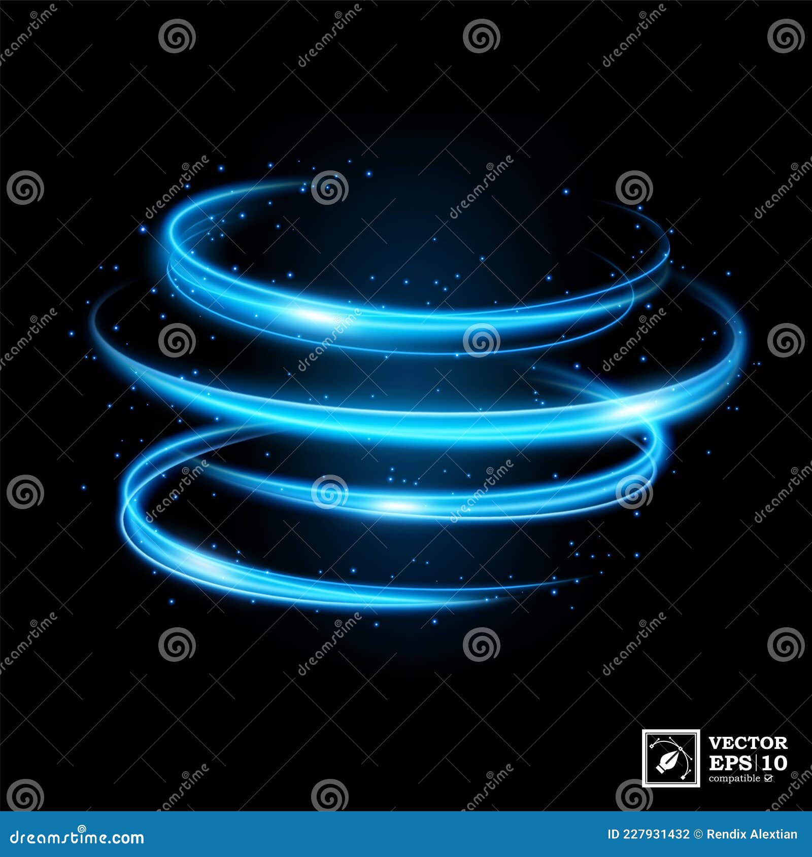 Abstract Blue Swirl Line of Light, Isolated and Easy To Edit. Vector ...