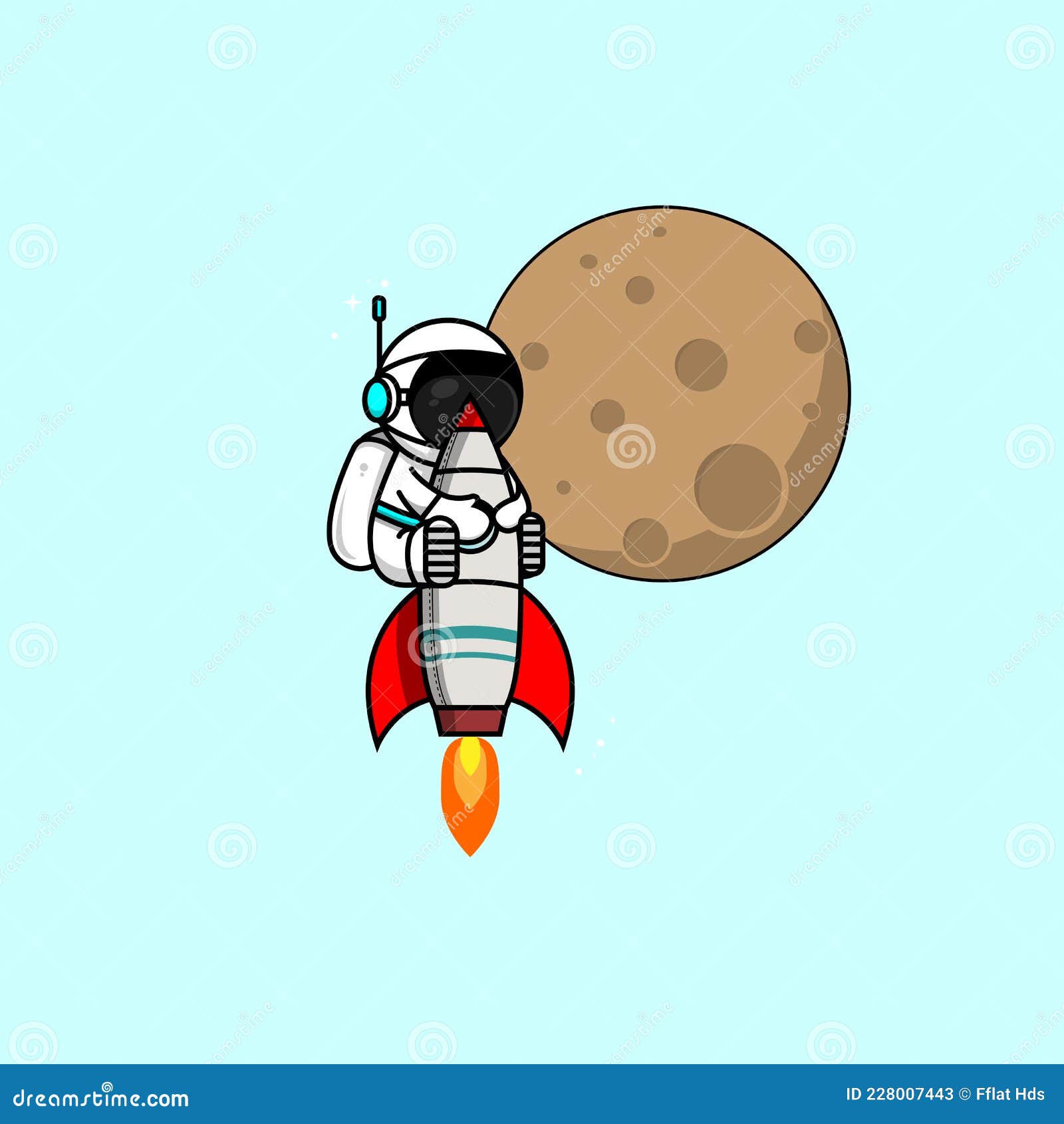 Cute Astronaut Riding Rocket Cartoon Stock Vector - Illustration of ...