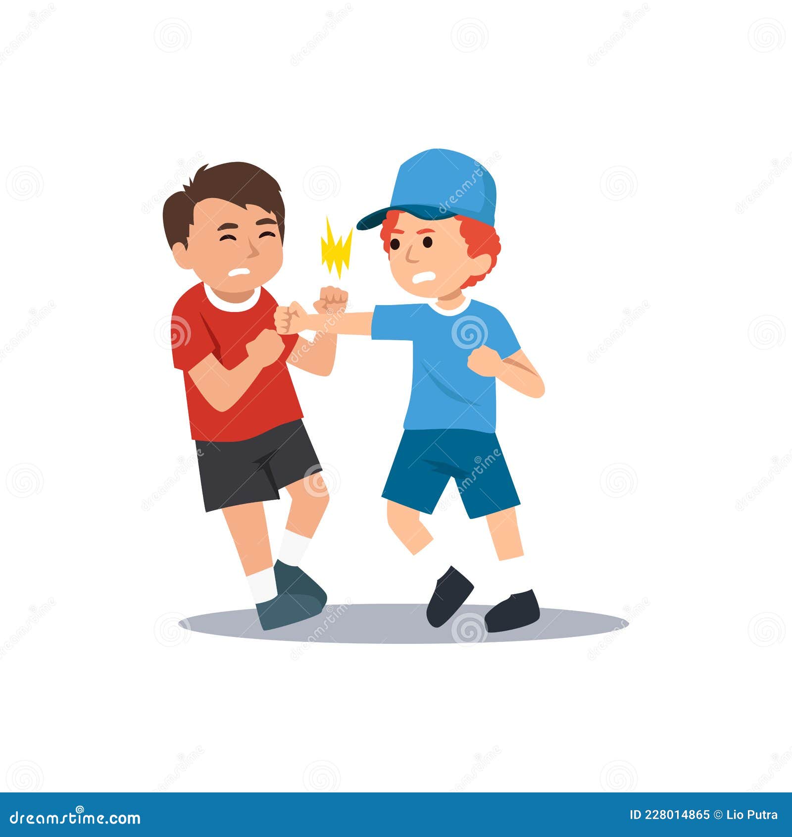 Boys Fighting. School Bully Angry Kids Punishing In Playground Vector ...