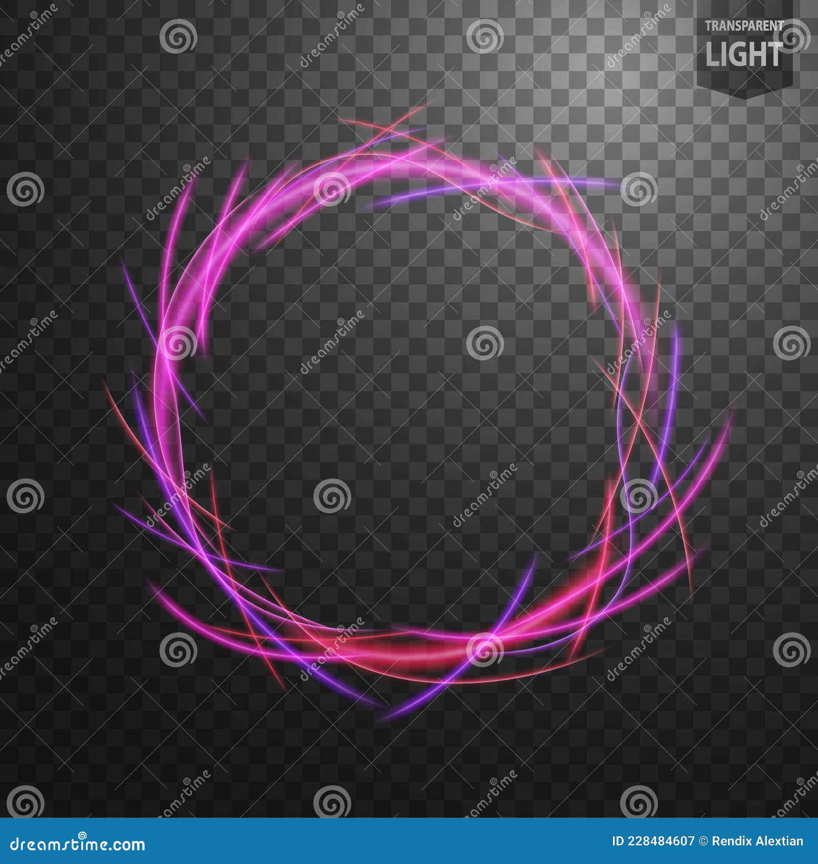 Abstract Pink Circle Line of Light with a Transparent Background ...