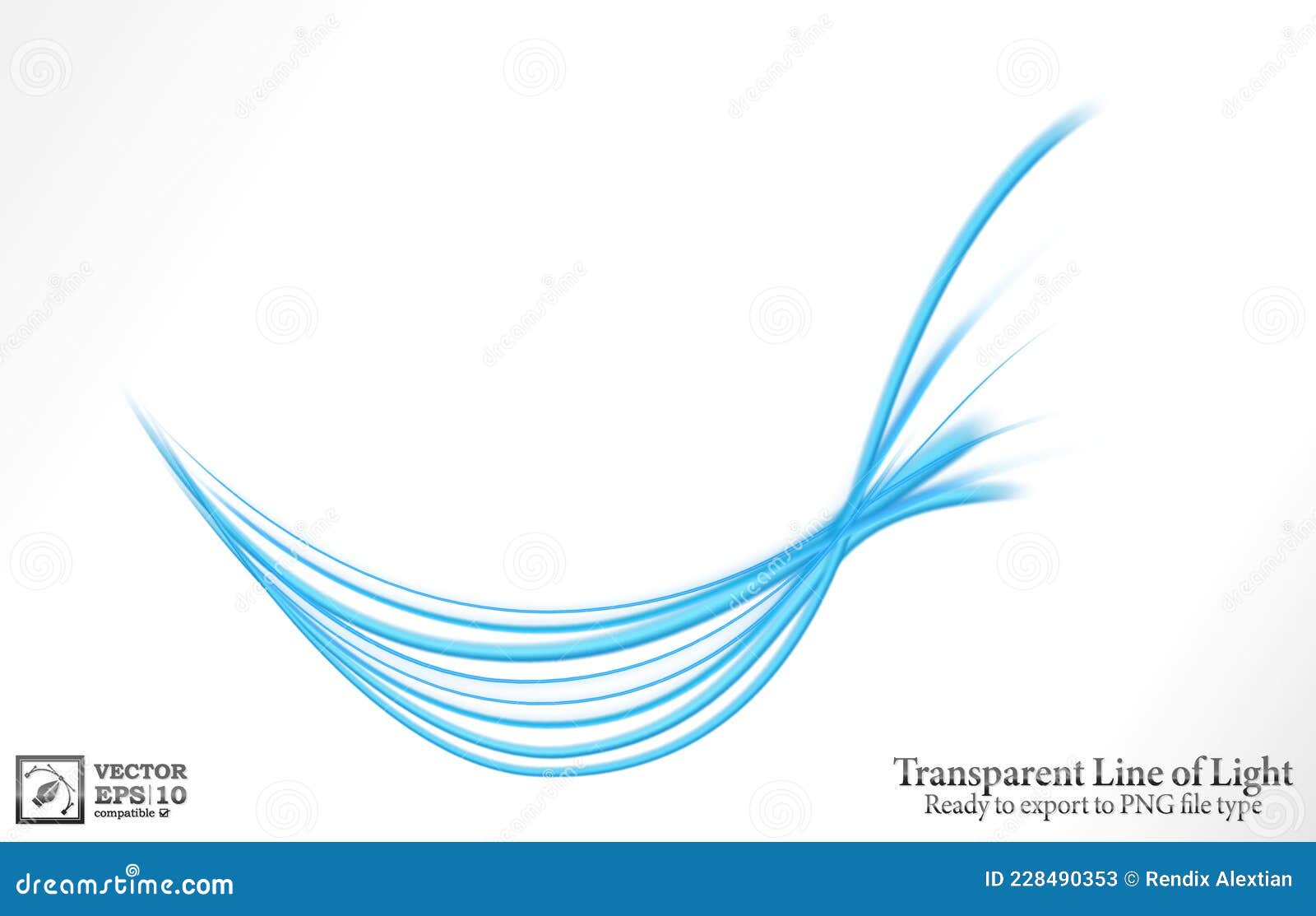 Transparent Blue Wavy Line, Ready Export To PNG File, Isolated and Easy ...