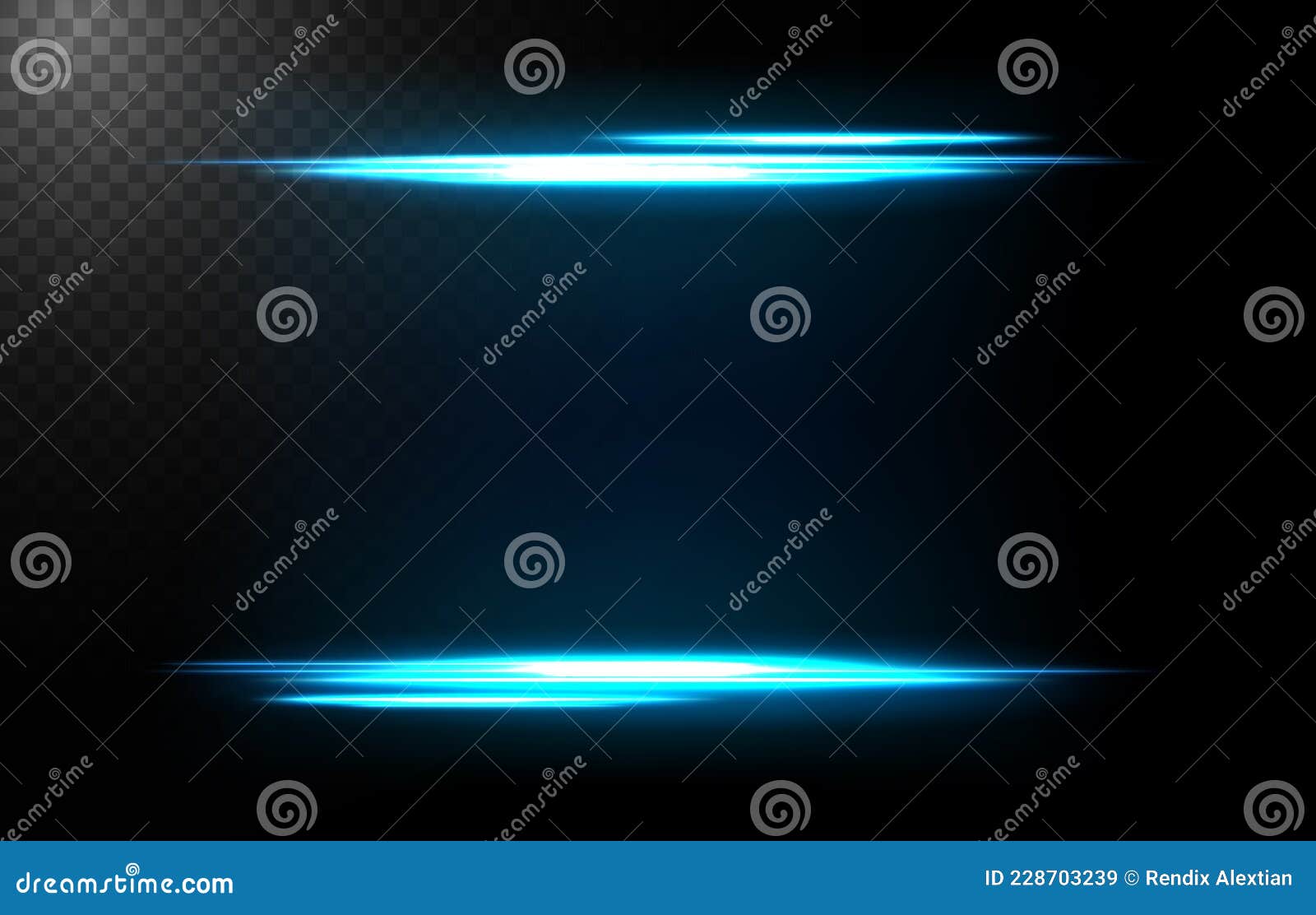 Blue Line Horizontal Frame Isolated on Transparent Pattern. Vector ...