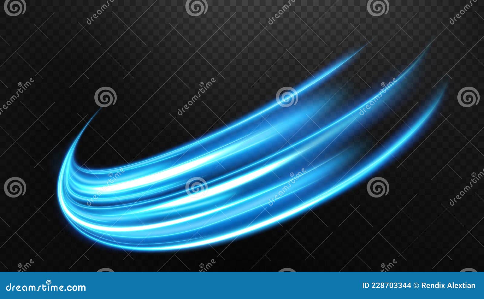 Abstract Light Speed Motion Effect, Blue Light Trail. Vector ...