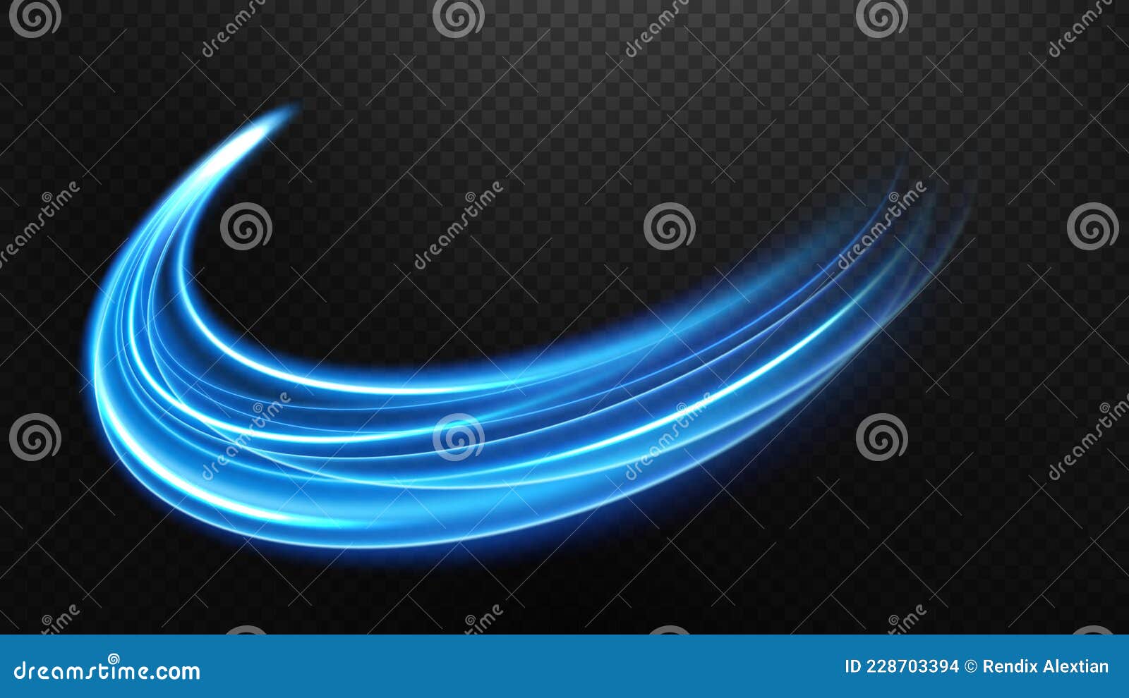 Abstract Light Speed Motion Effect, Blue Light Trail. Vector ...
