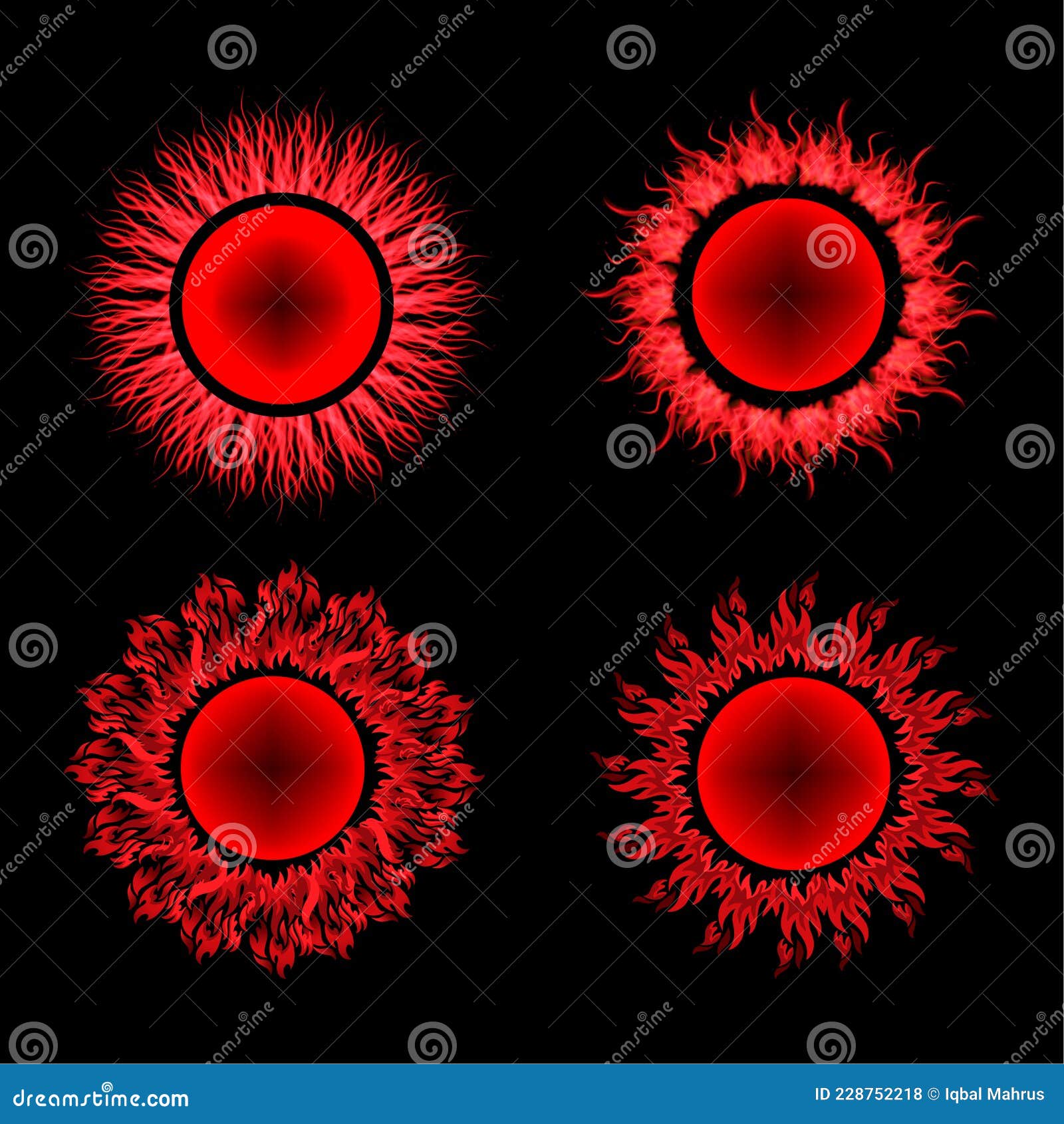 Red Gradient Sun Shape with Flame Collection Stock Vector ...