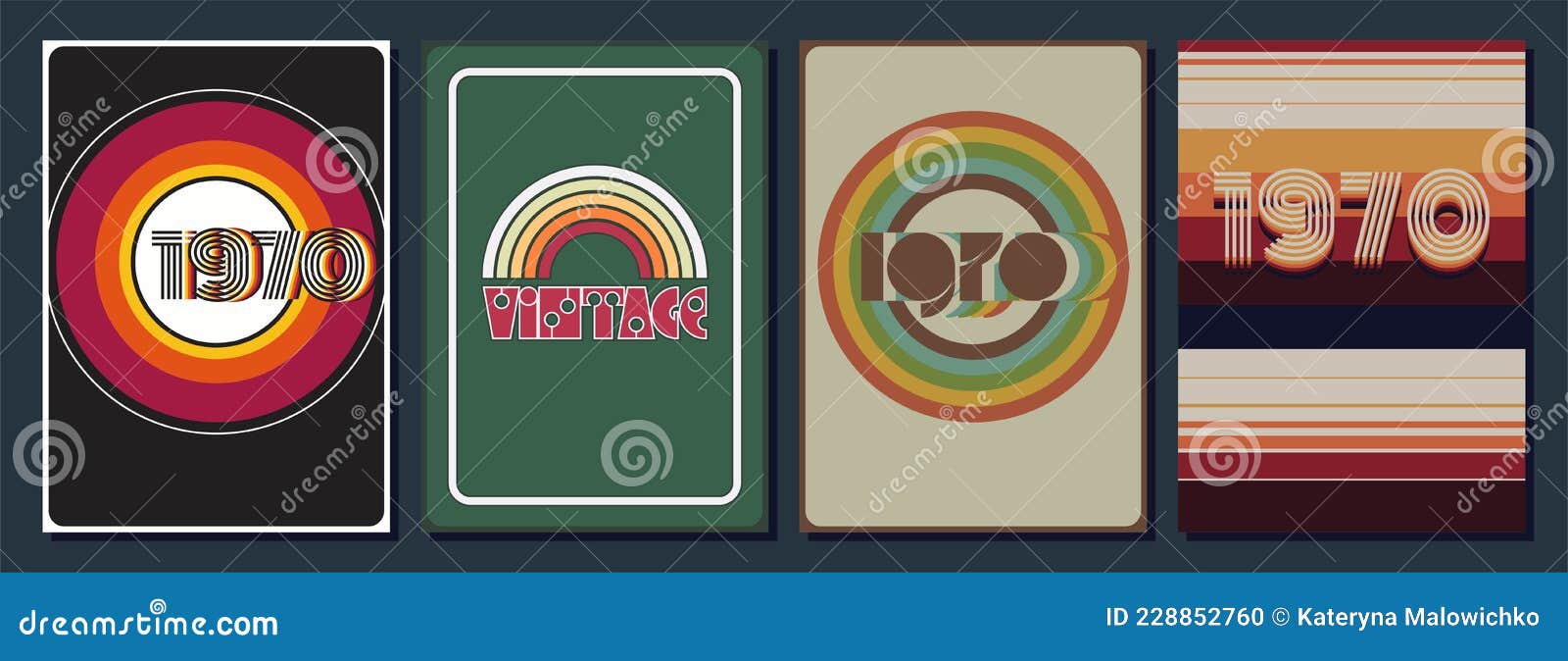 1970s Background Set Vector Templates Stock Vector - Illustration of ...