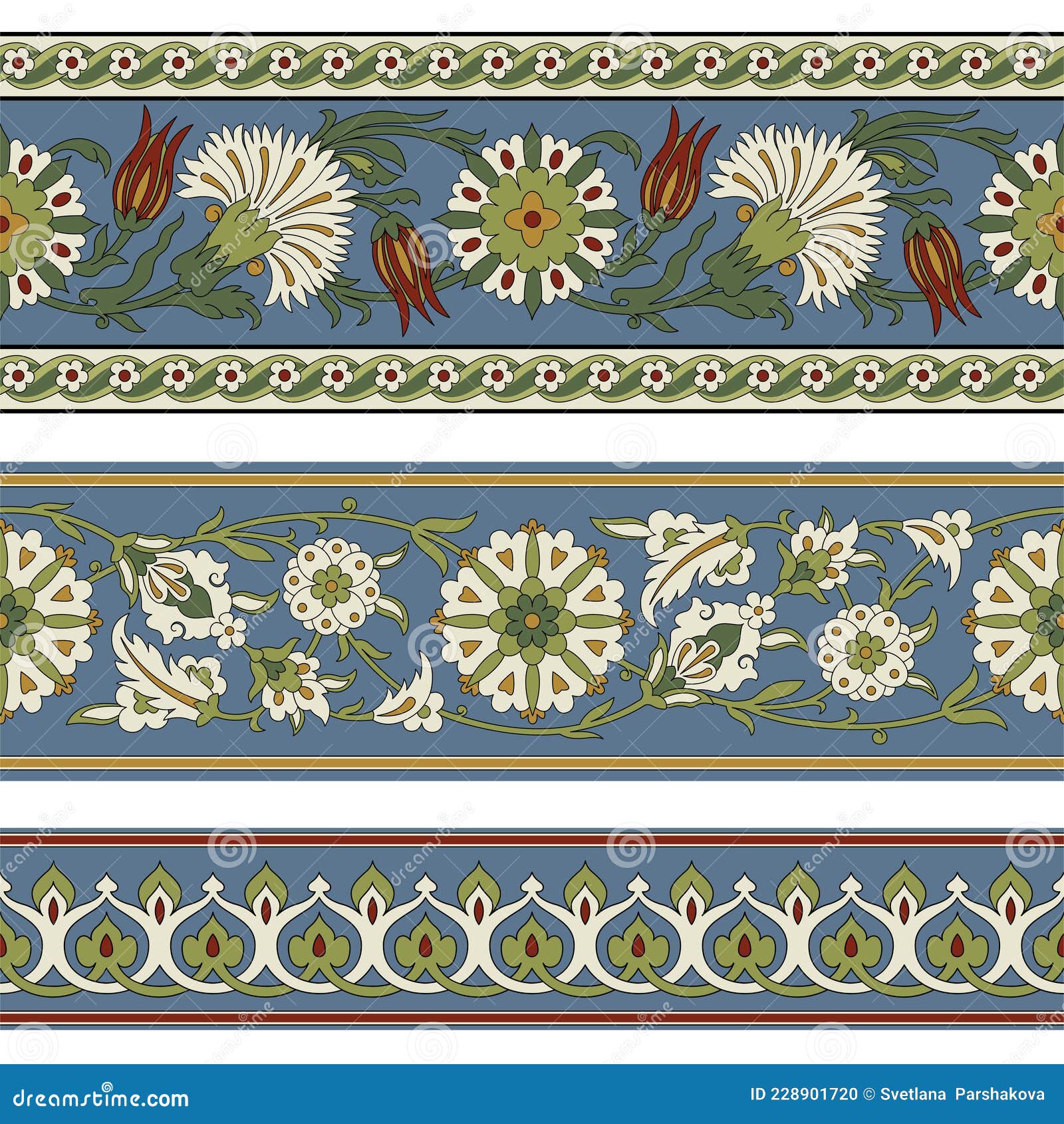 Seamless Floral Borders. Ancient Persian Style Stock Vector ...