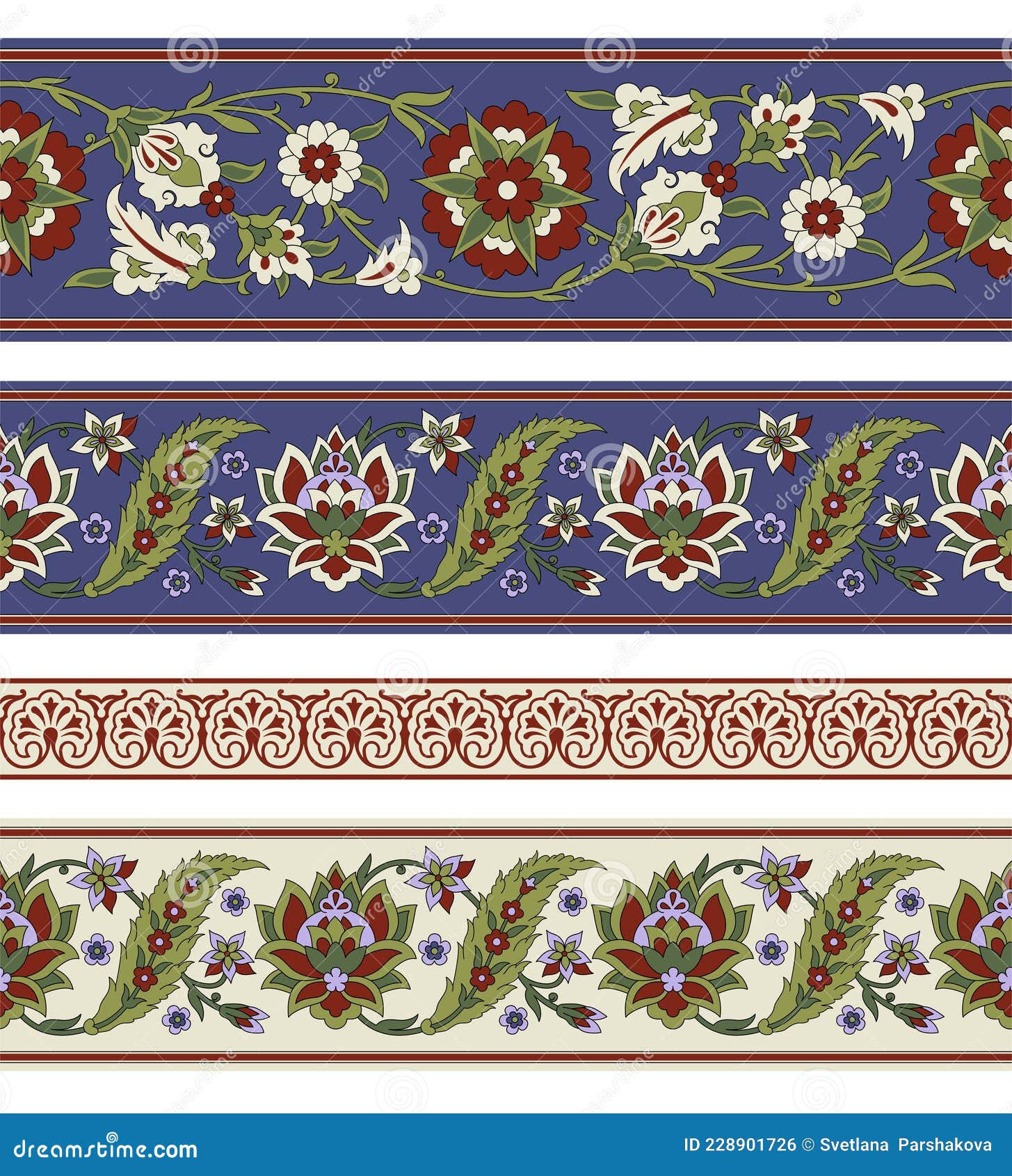 Seamless Floral Borders. Ancient Persian Style Stock Vector ...