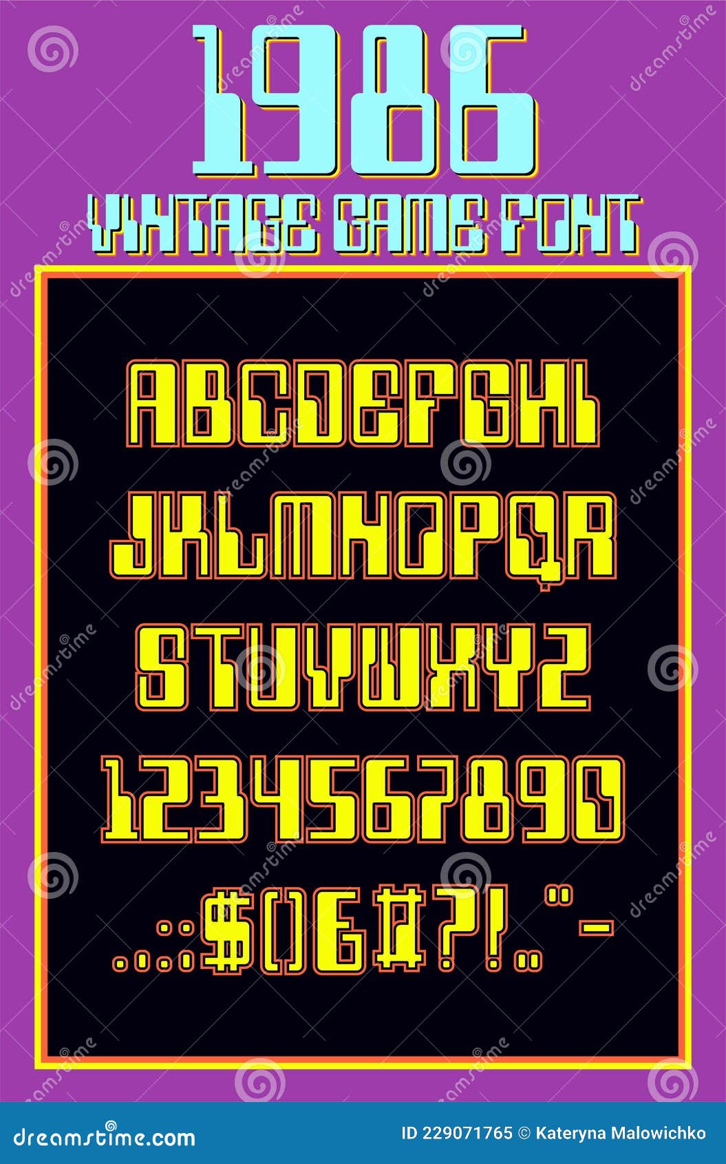 1986 Vintage Game Font Vector Stock Vector - Illustration of electronic ...