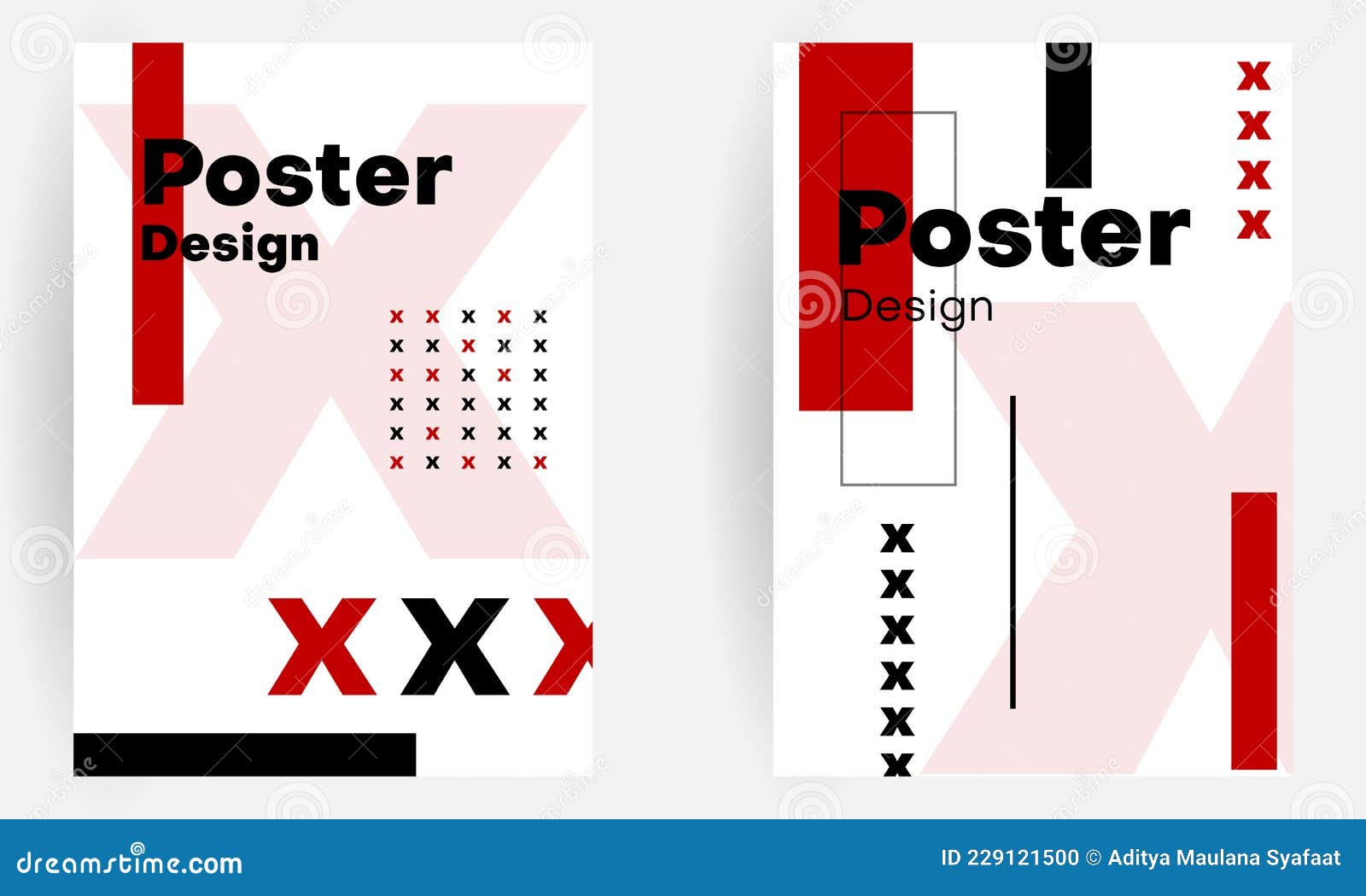 Poster Design Template Set with Red and Black Geometric Shape Stock ...