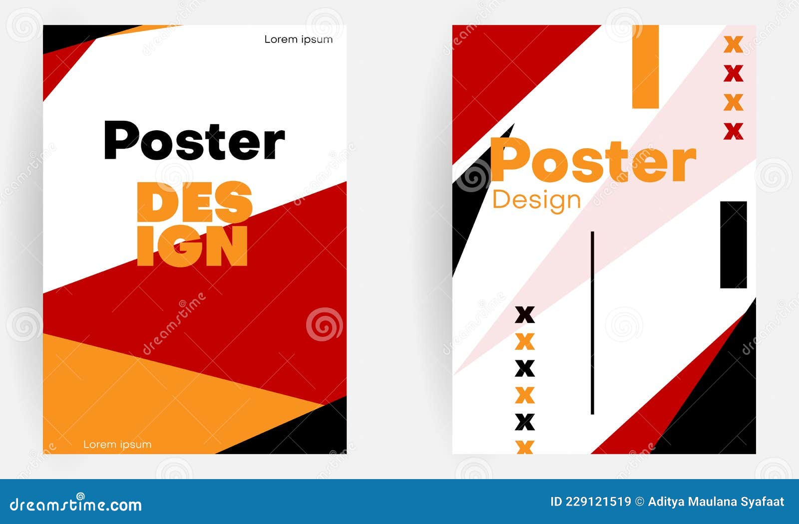 Poster Design Template Set with Red and Black Geometric Shape Stock ...