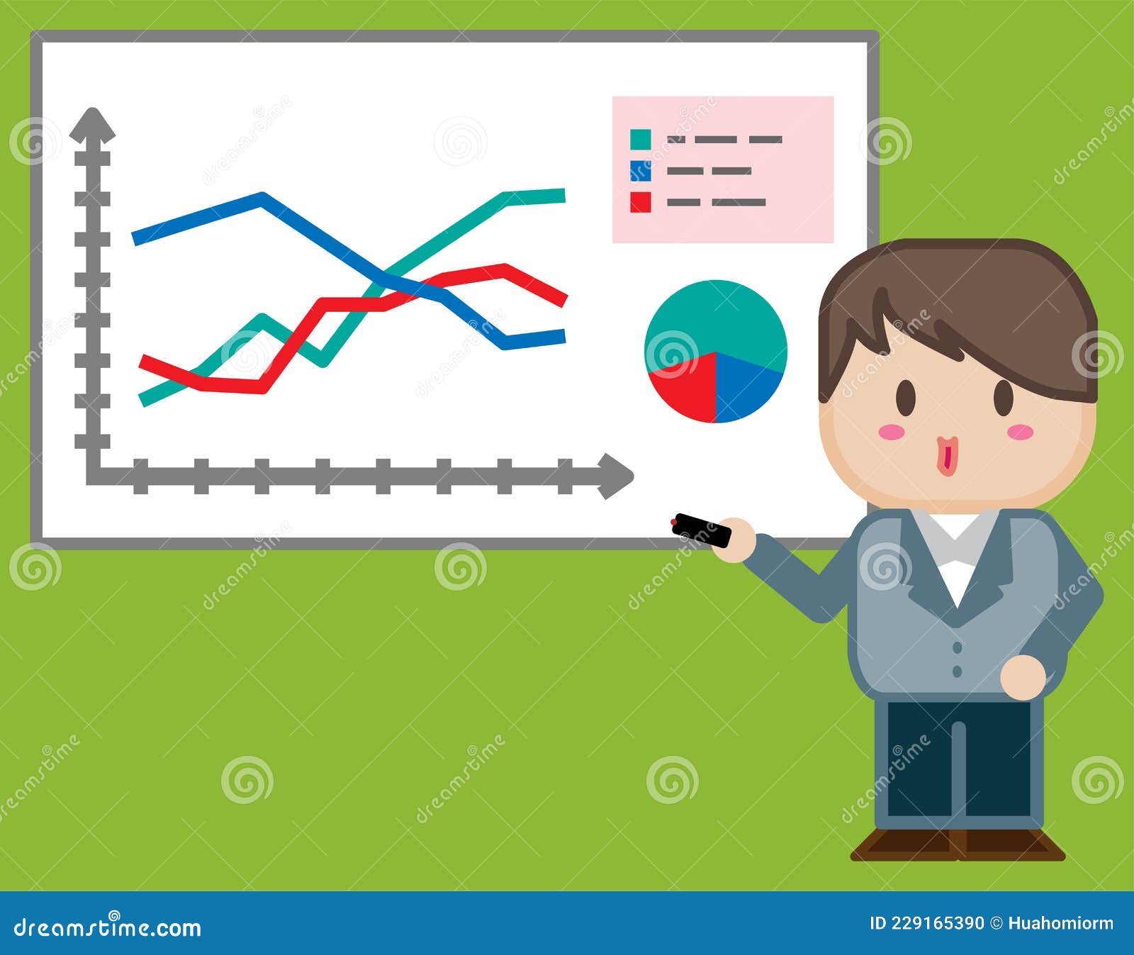 Cartoon Businessman Presenting Business Chart Graph Stock Vector ...
