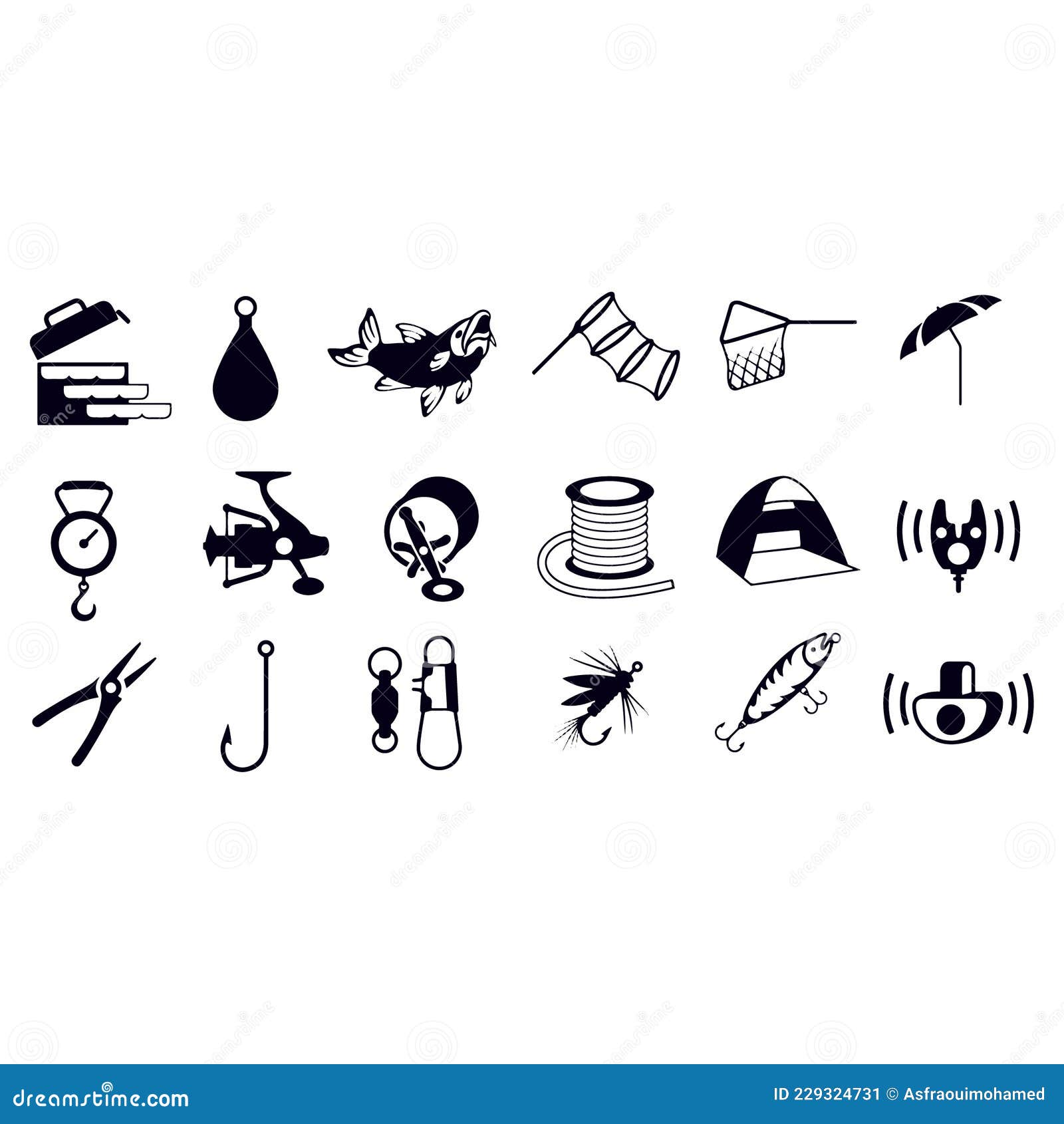 Fishing Tackle Icons Vector Design Stock Vector - Illustration of food ...