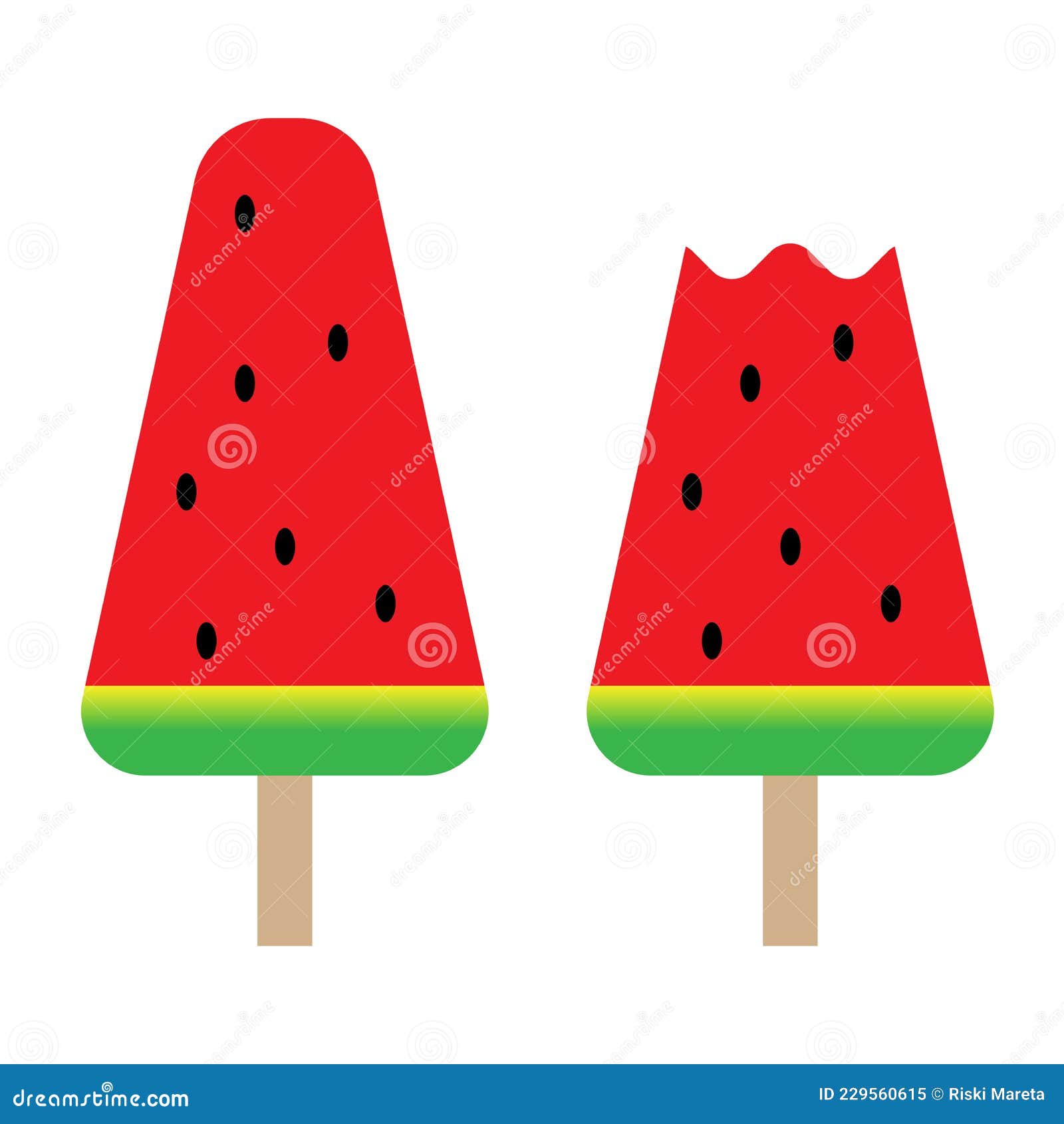 Yummy Watermelon Ice Cream Vector Stock Vector - Illustration of basic ...