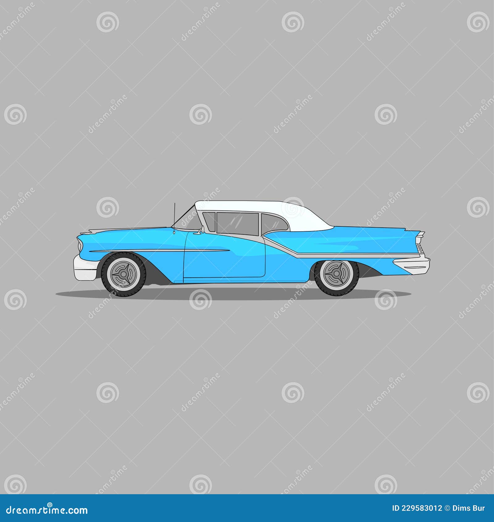 Classic Car Ilustrasi Type Impala Stock Vector - Illustration of tire ...