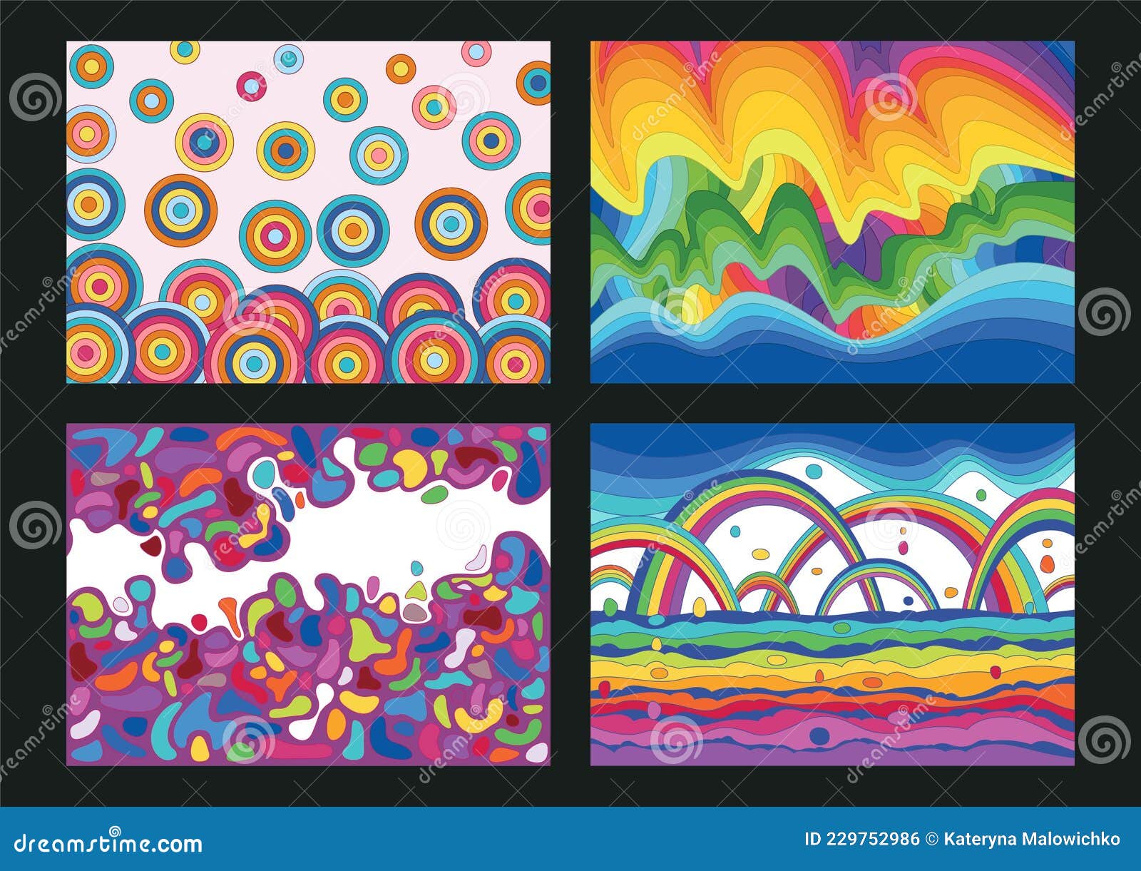 Psychedelic Color Backgrounds Vector Art Stock Vector - Illustration of ...