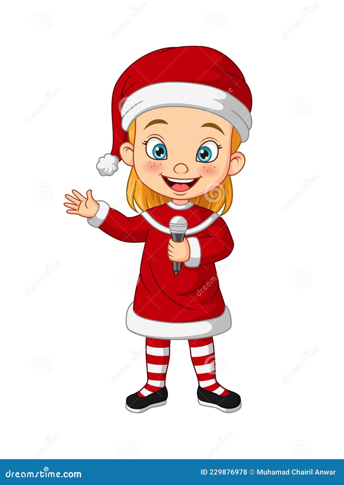 Cartoon Little Girl Wearing Christmas Santa Costume Stock Vector ...