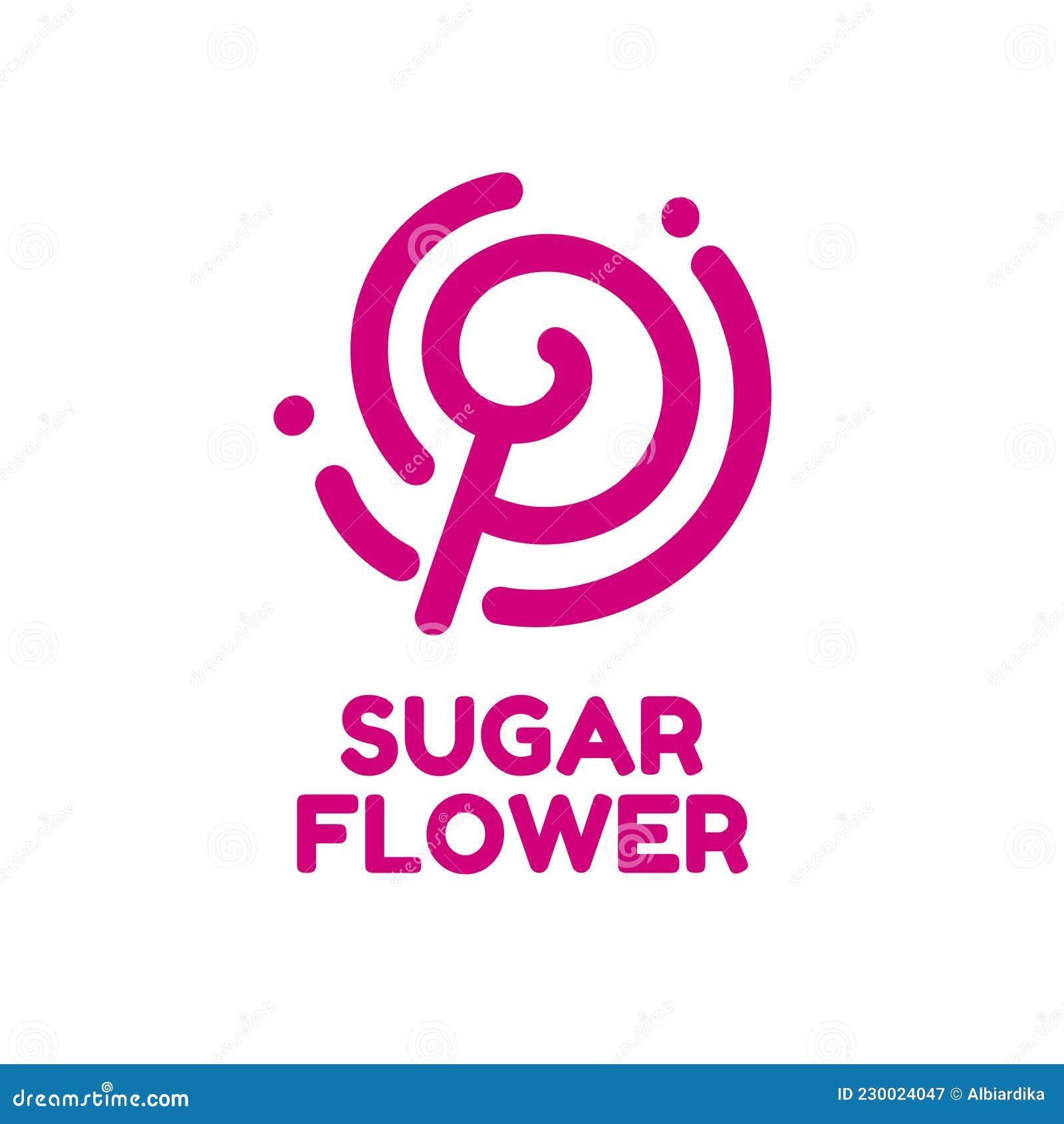 Pink Rose Beauty Sugar Candy Flower Logo Concept Design Stock Vector ...