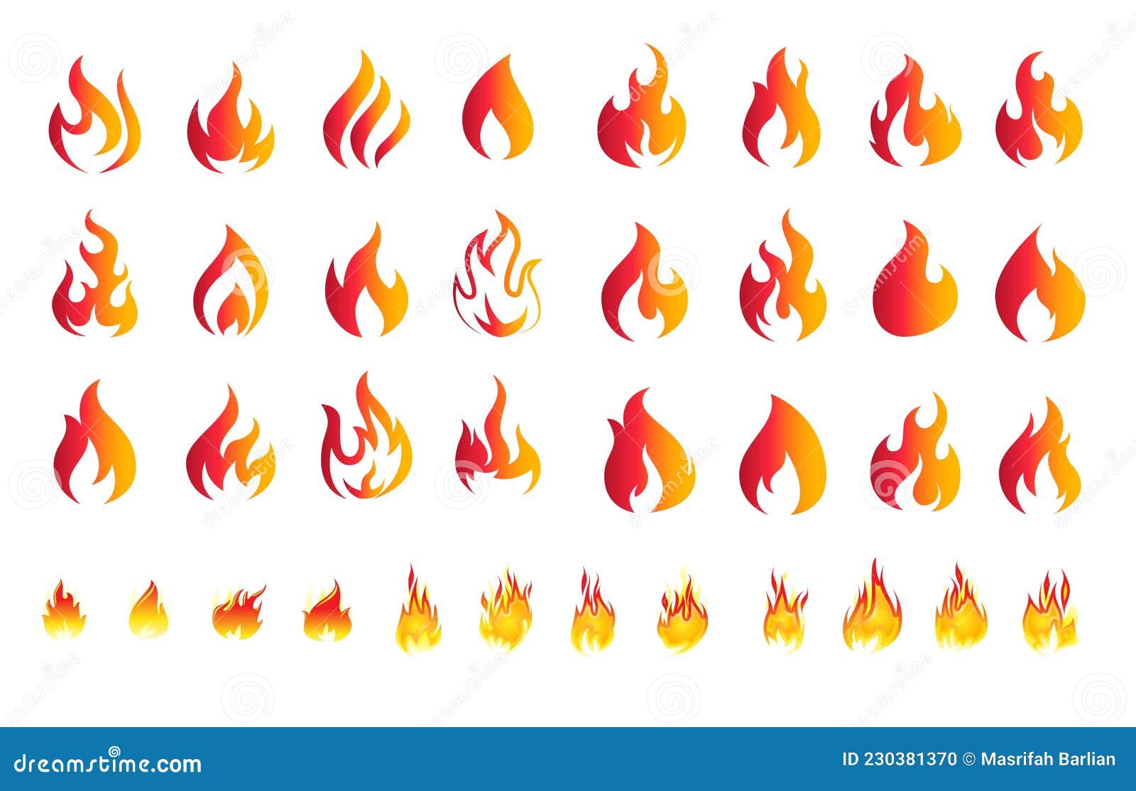 Fire Icon Set, Vector Fire Illustration. Basic RGB Stock Vector ...