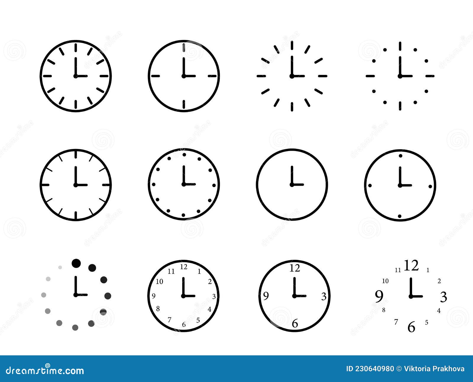 Time and Clock Thin Line Icons Stock Vector - Illustration of hour ...