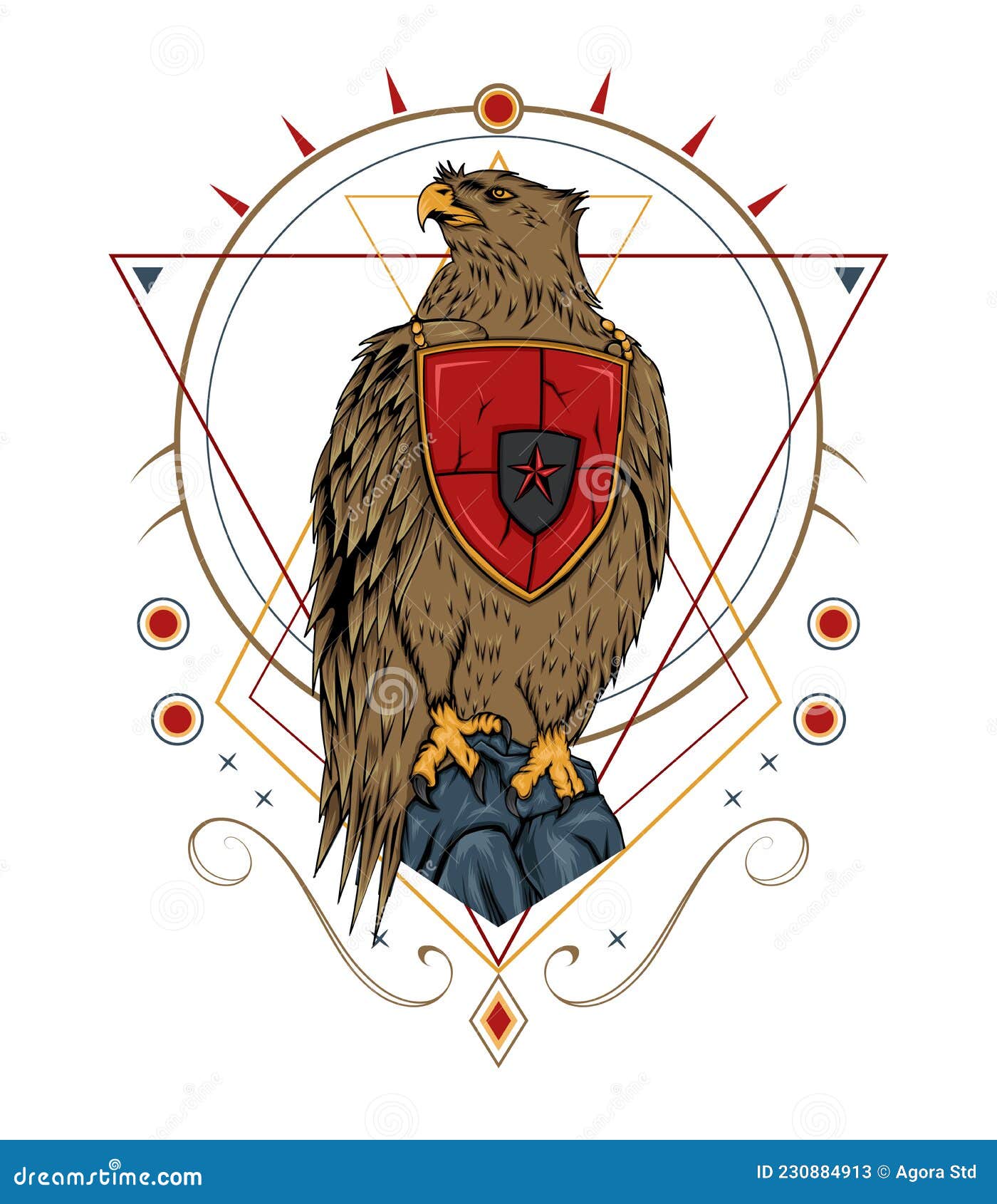 The Falcon Illustration with Celtic Ornament. Eagle Artwork for ...