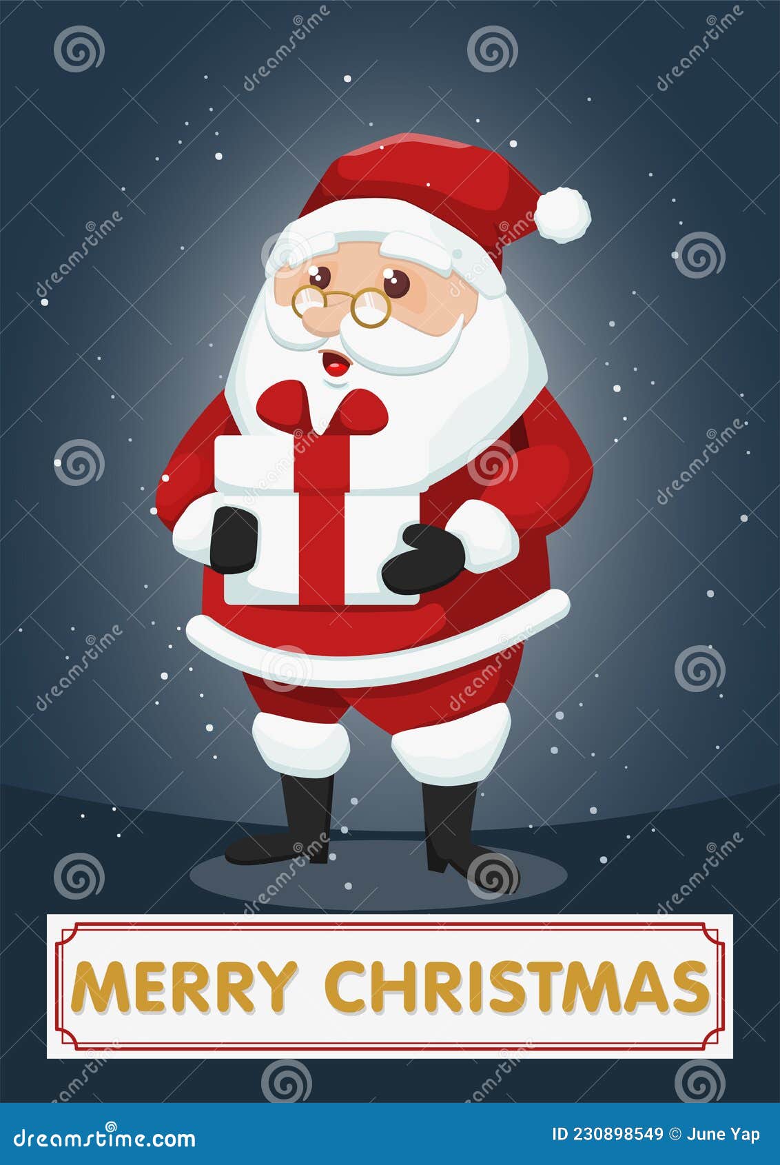 Cartoon Christmas Santa Claus Carrying a Big Present Box Stock Vector ...