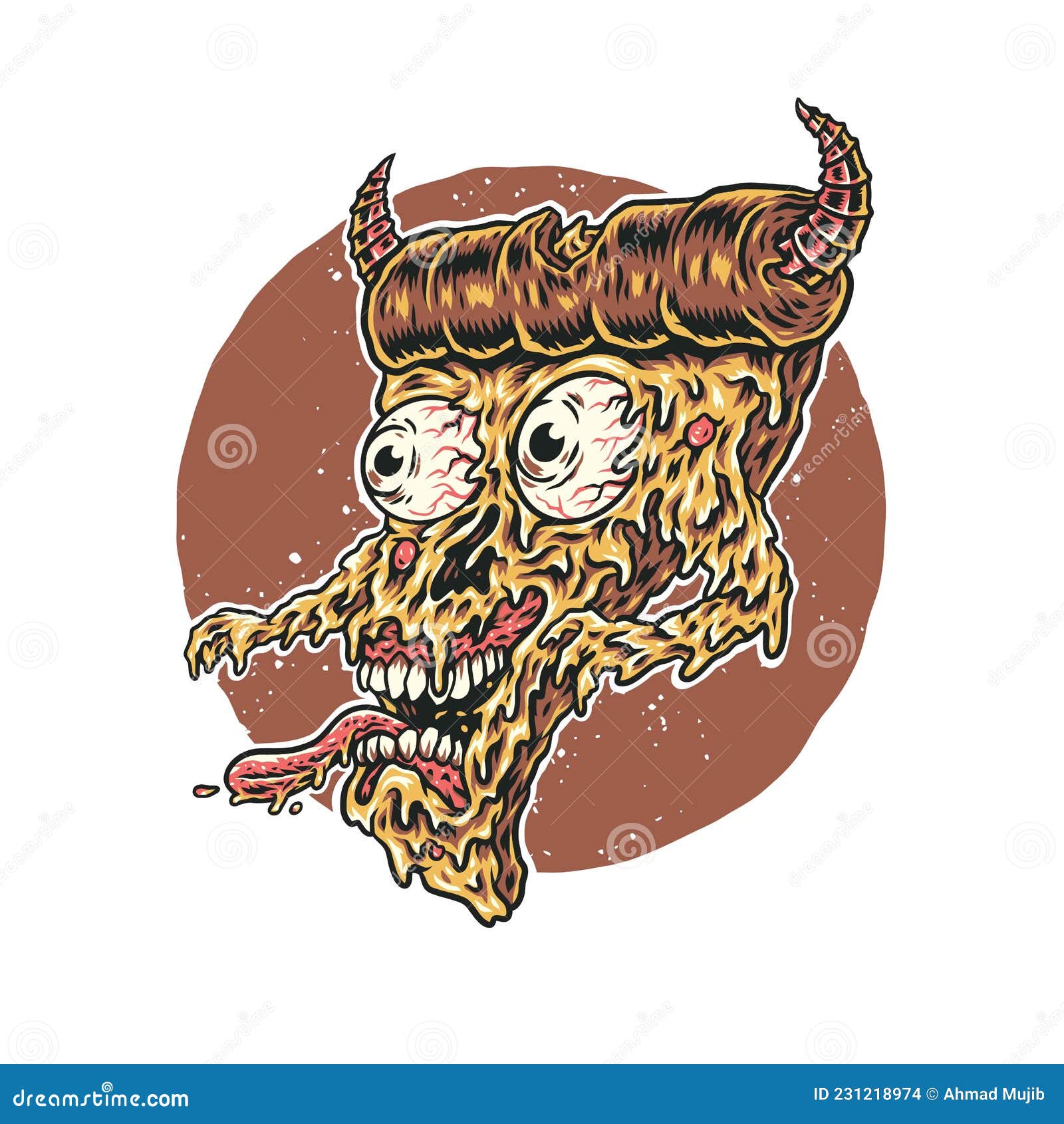 Vector Illustration of Pizza Monster Stock Vector - Illustration of ...