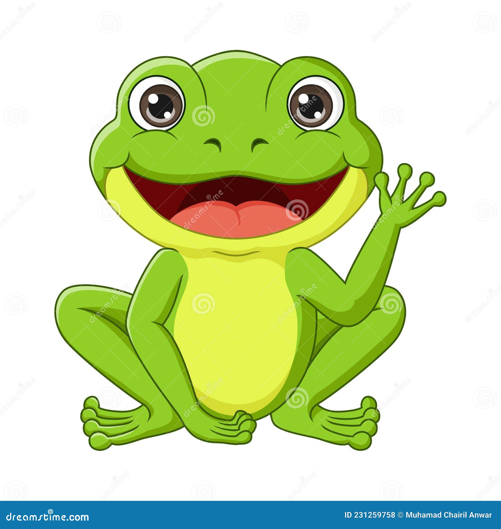 Cute Frog Cartoon Waving Hand Stock Vector - Illustration of comic ...