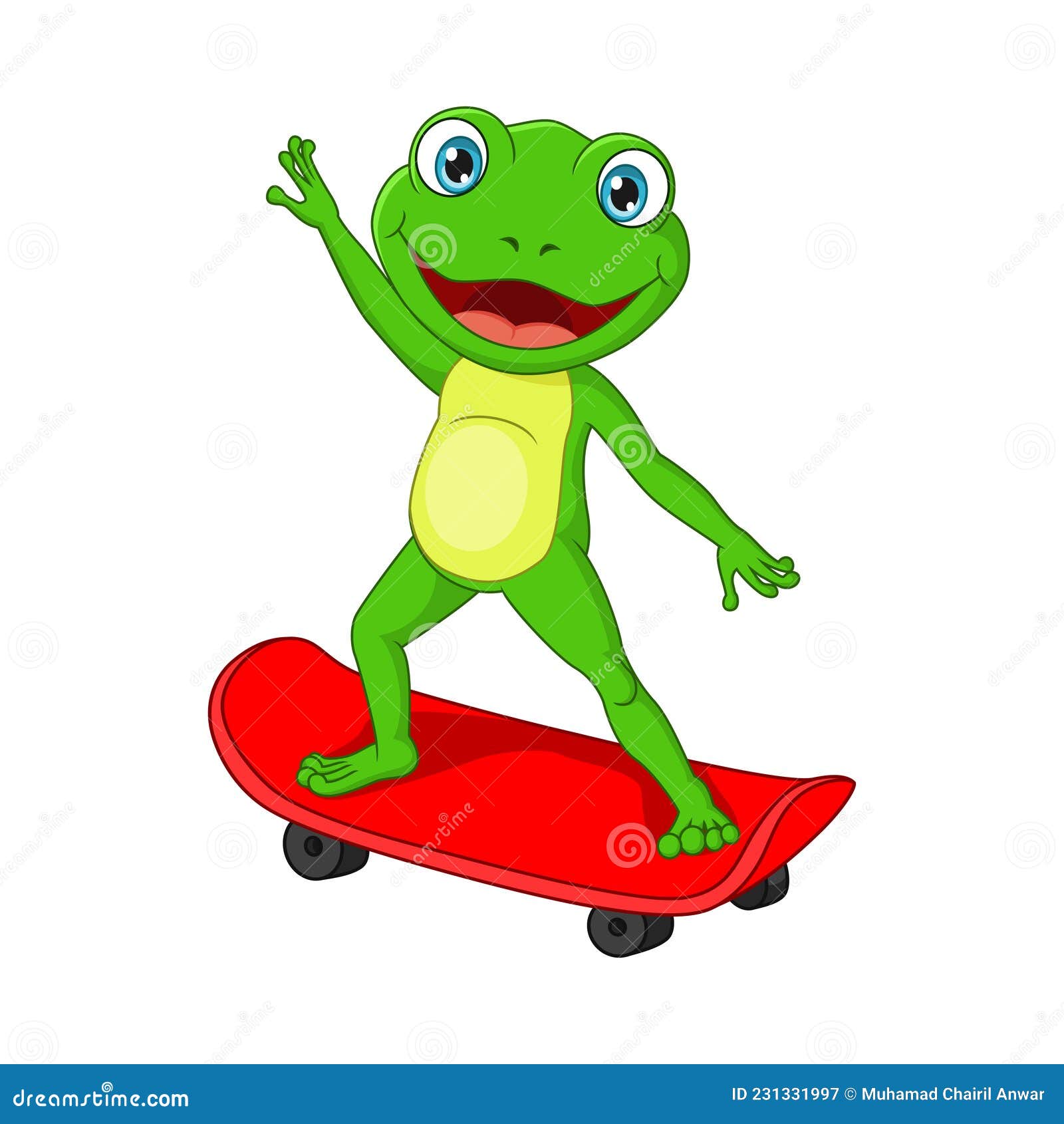 Cute Frog Cartoon Playing Skateboard Stock Vector - Illustration of ...