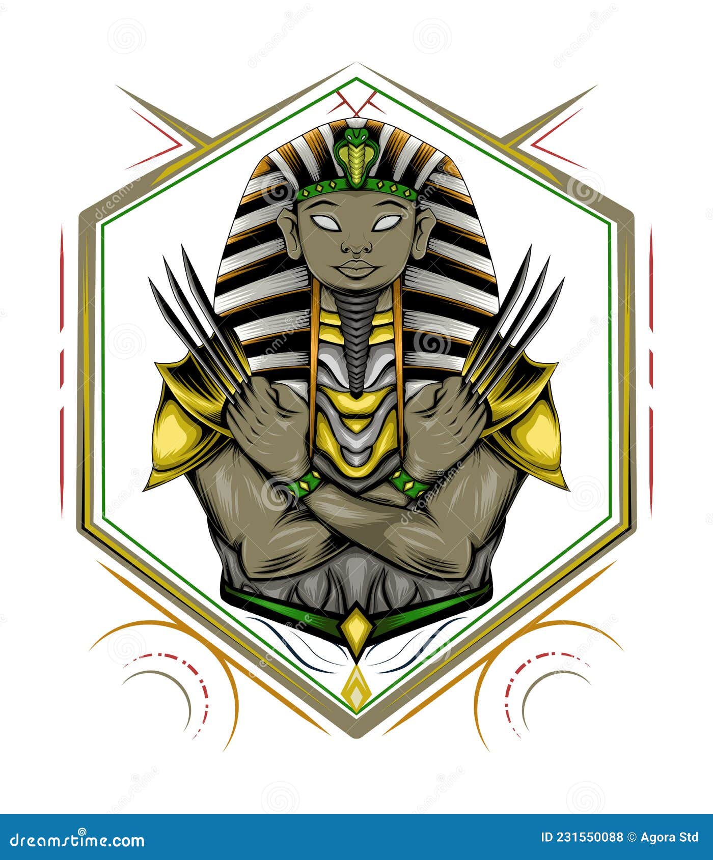 King Pharaoh Logo with Claws. Illustration Template Stock Vector ...