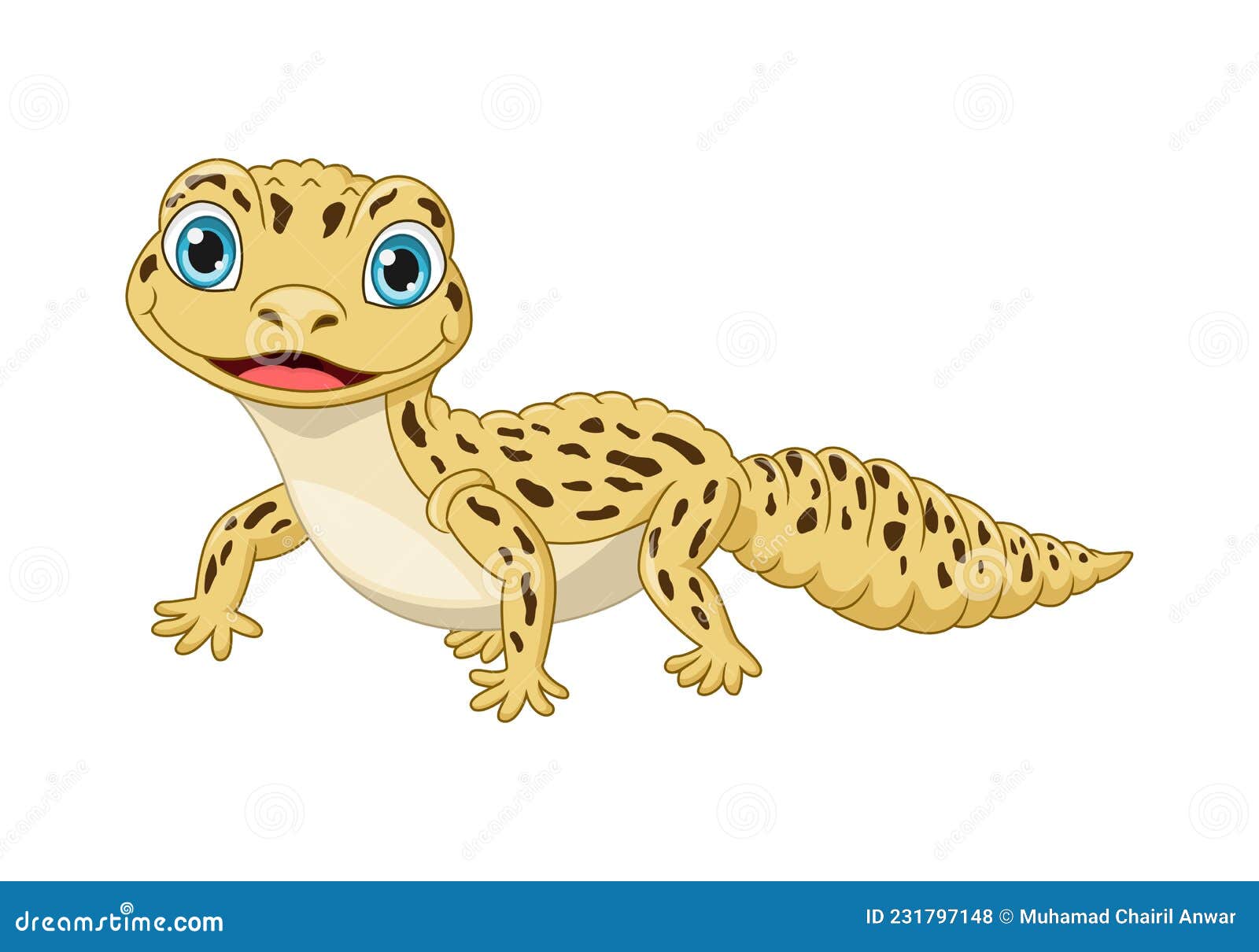 Cartoon Cute Yellow Leopard Gecko Stock Vector - Illustration of dragon ...