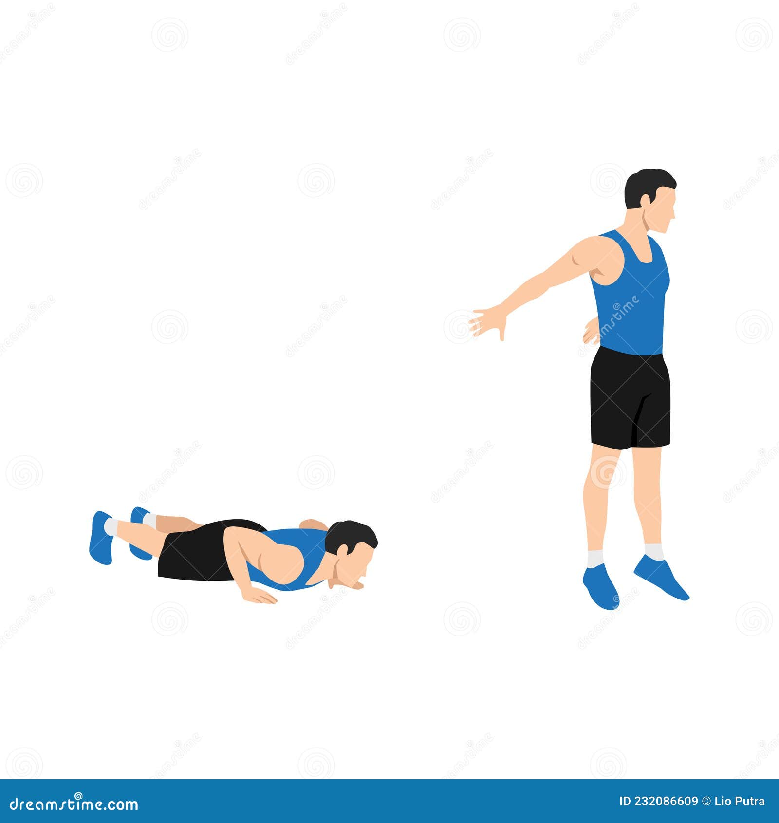 Burpee. Burpees. Sport Exersice. Silhouettes Of Woman Doing Exercise ...
