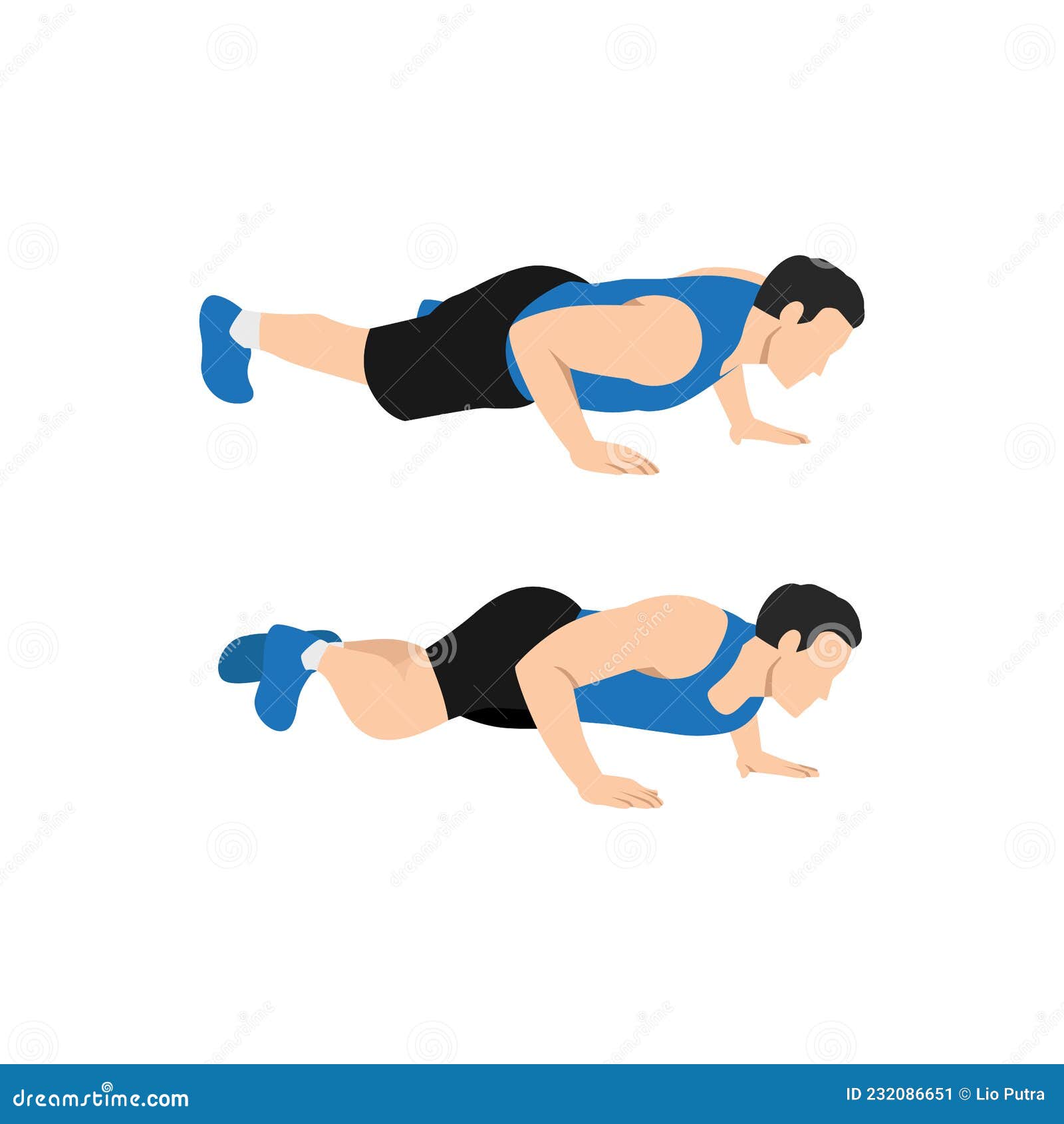 Man Doing Spider-man Press-up Exercise. Flat Vector Stock Vector ...