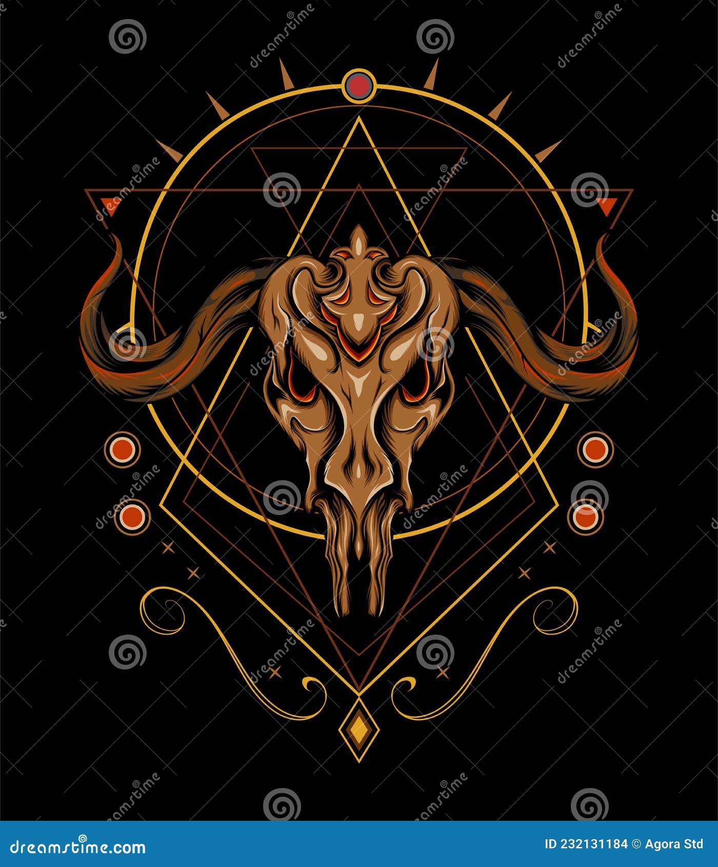 Mythical Goat Heat with Celtic Ornament Stock Vector - Illustration of ...