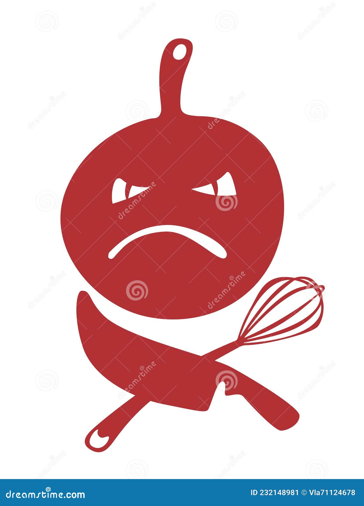 Angry Cook Kitchen Apron Design with Pan and Crossed Utensils Stock ...