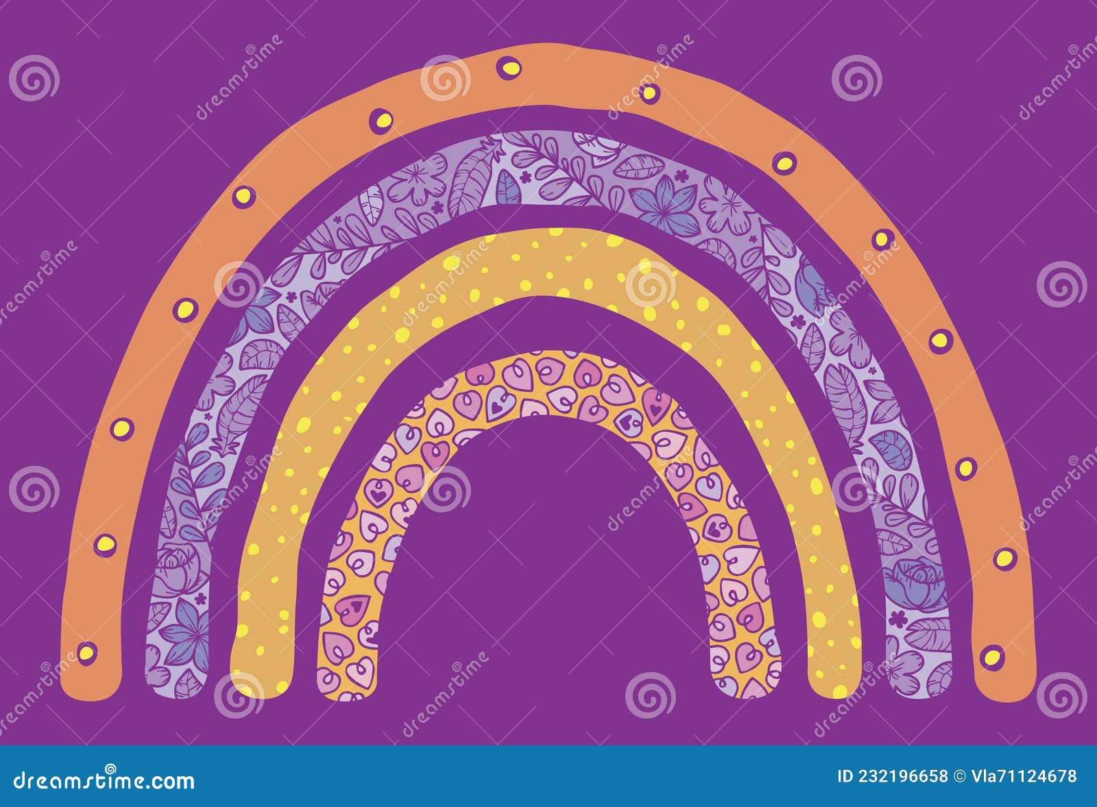 Boho Style Rainbow with Floral Decor Stock Vector - Illustration of ...