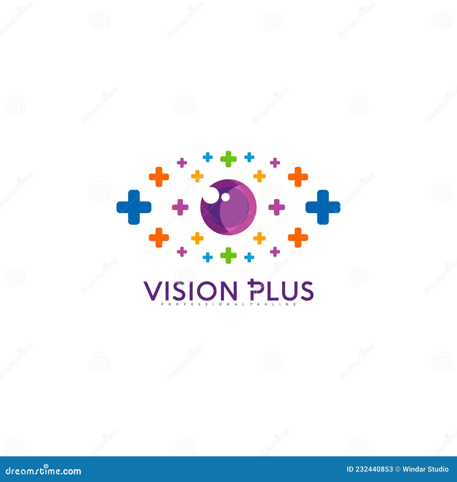 Eye Plus Logo Colorful Vector Design Stock Vector - Illustration of ...
