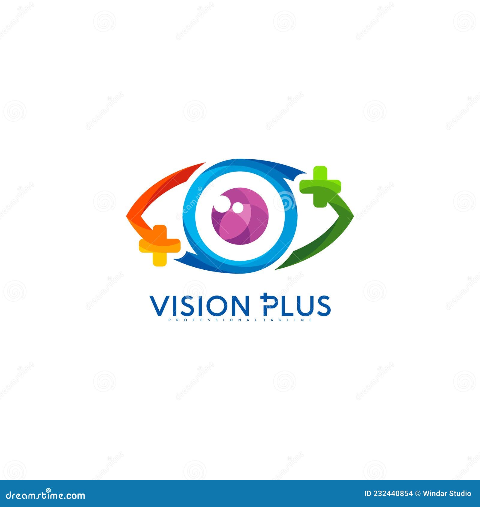 Eye Plus Logo Colorful Vector Design Stock Vector - Illustration of ...